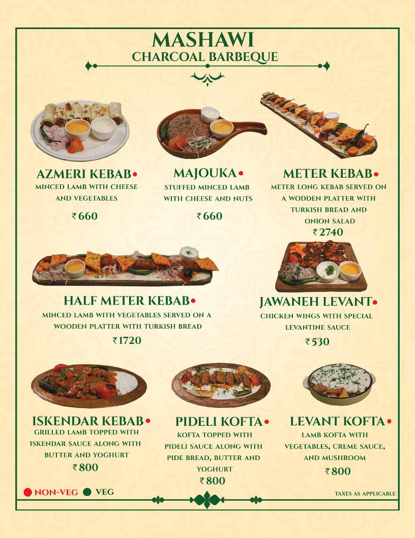 Menu at Levant Restaurant, Hyderabad
