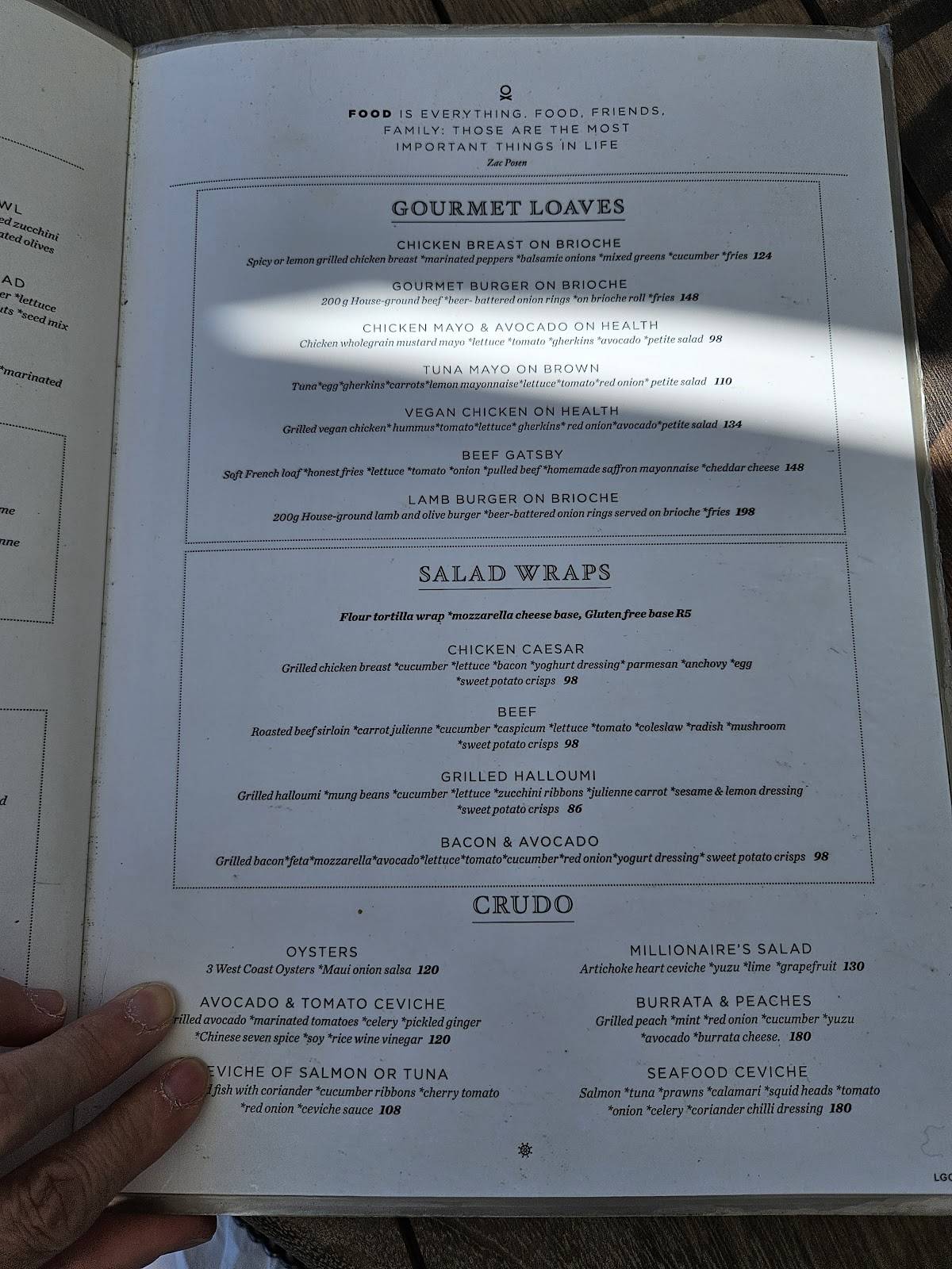 Menu at Life Grand Cafe Waterfront, Cape Town, 2 Pierhead Road