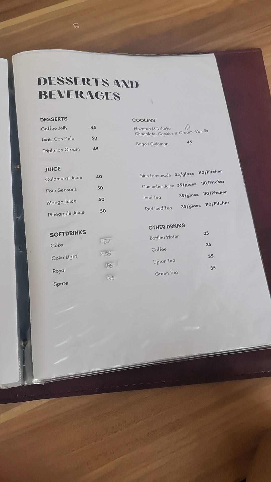 Menu at Linamnam plates restaurant, Badoc, XF9G+QJF