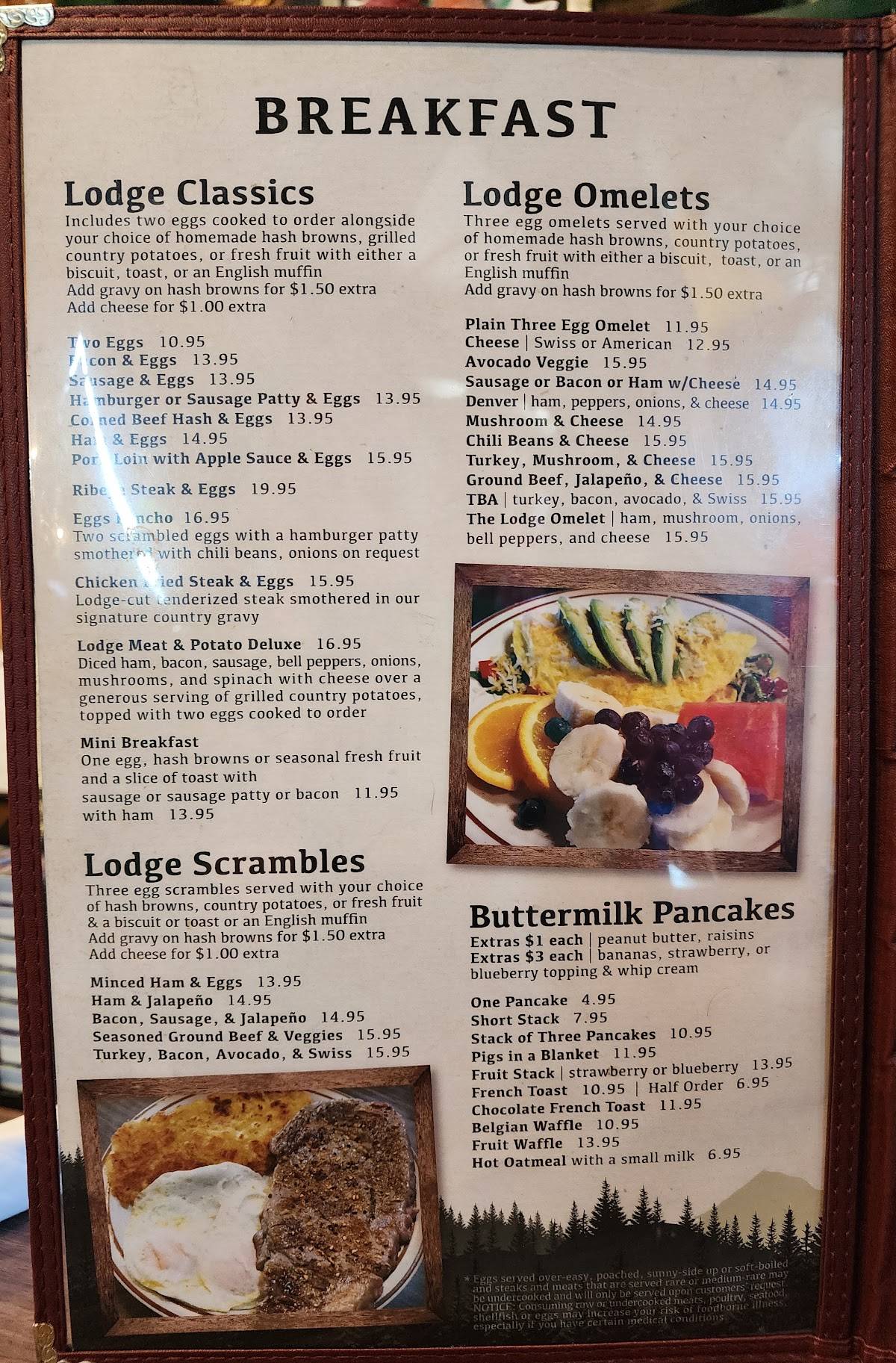 Menu at Lodge Coffee Shop restaurant, Citrus Heights
