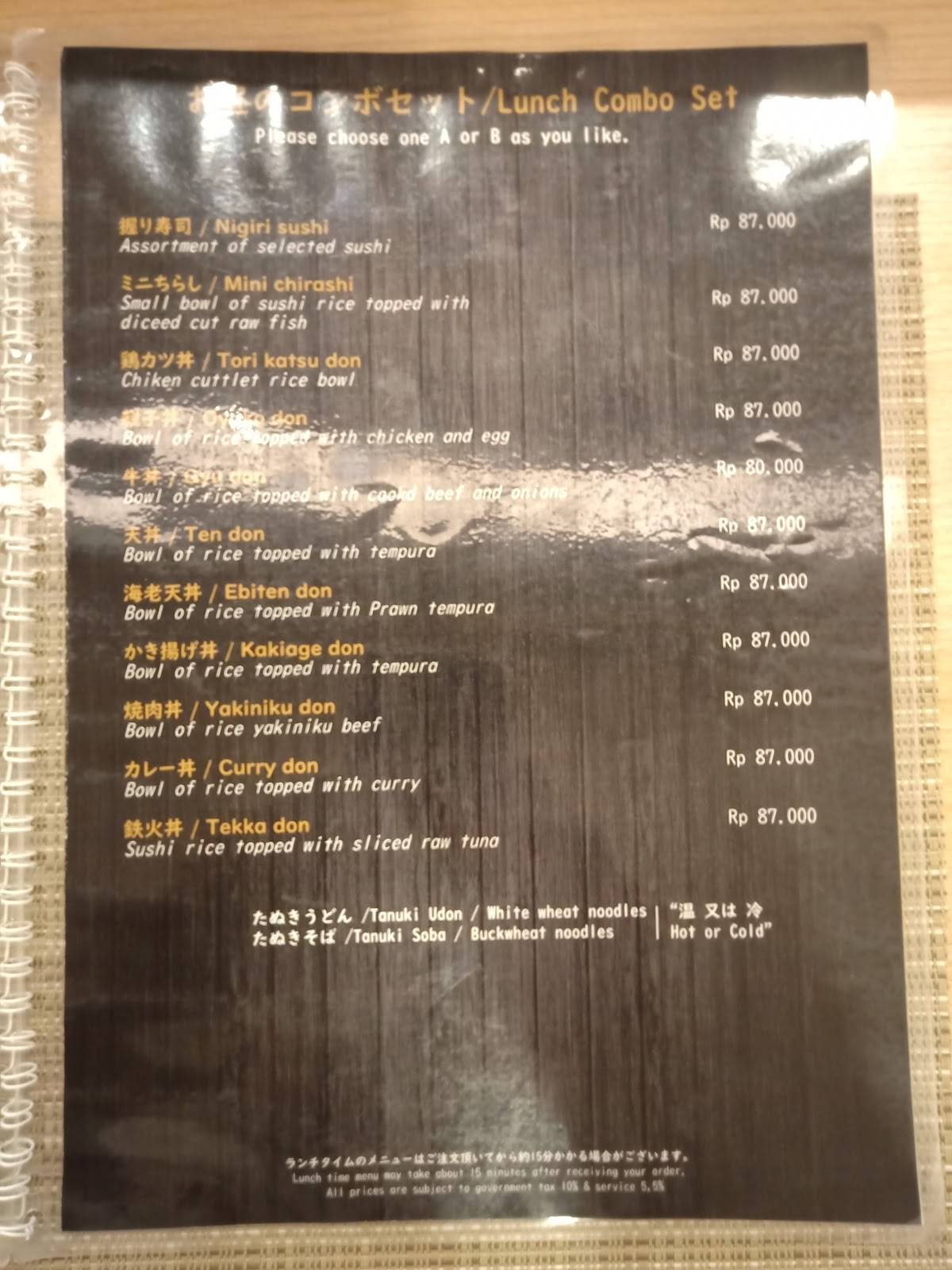 Menu at MADOKA JAPANESE RESTAURANT, Bekasi Regency