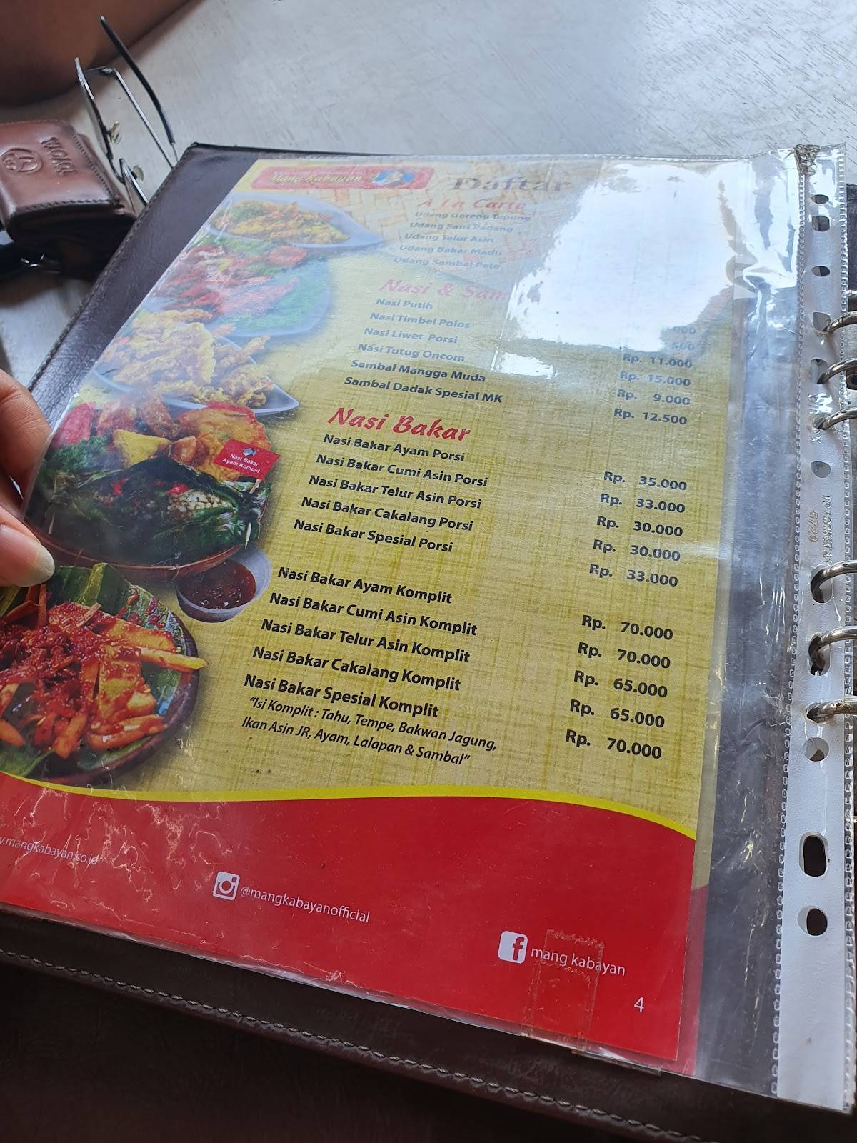 Menu at Mang Kabayan Jababeka restaurant, Bekasi Regency, Komplek Movieland