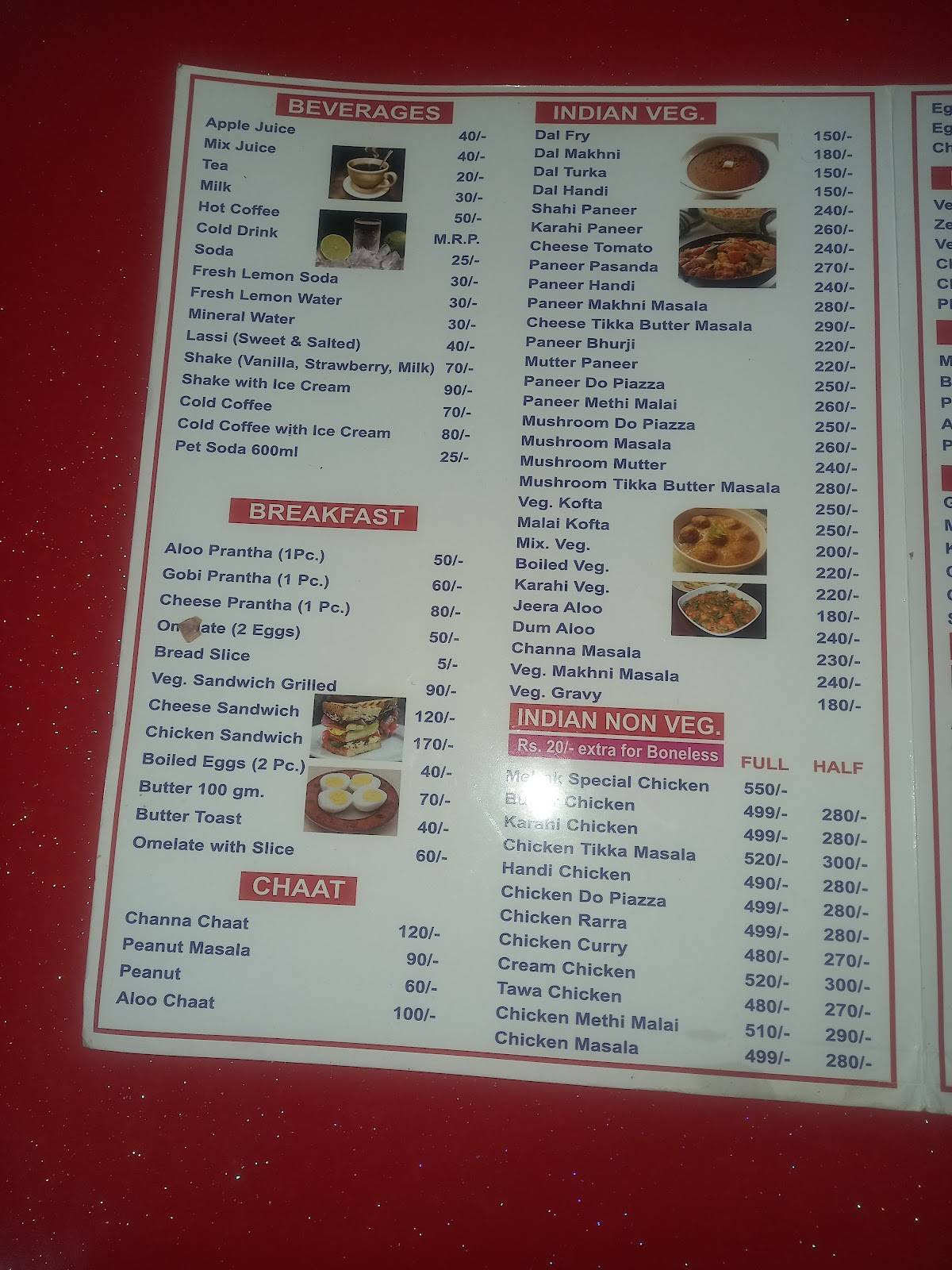 Menu at MEHAK RESTAURANT, Urmar Tanda