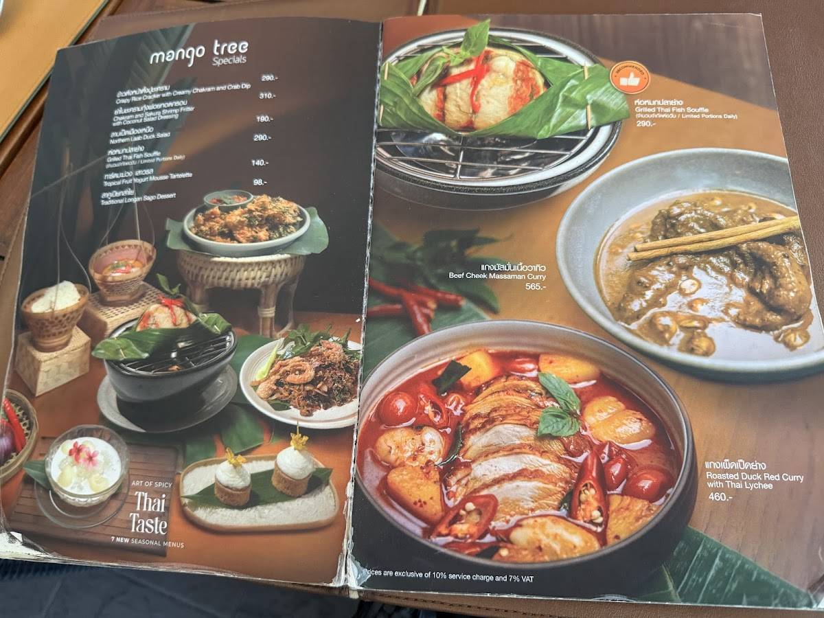 Menu at Mango Tree restaurant, Bangkok, 37 ซอย