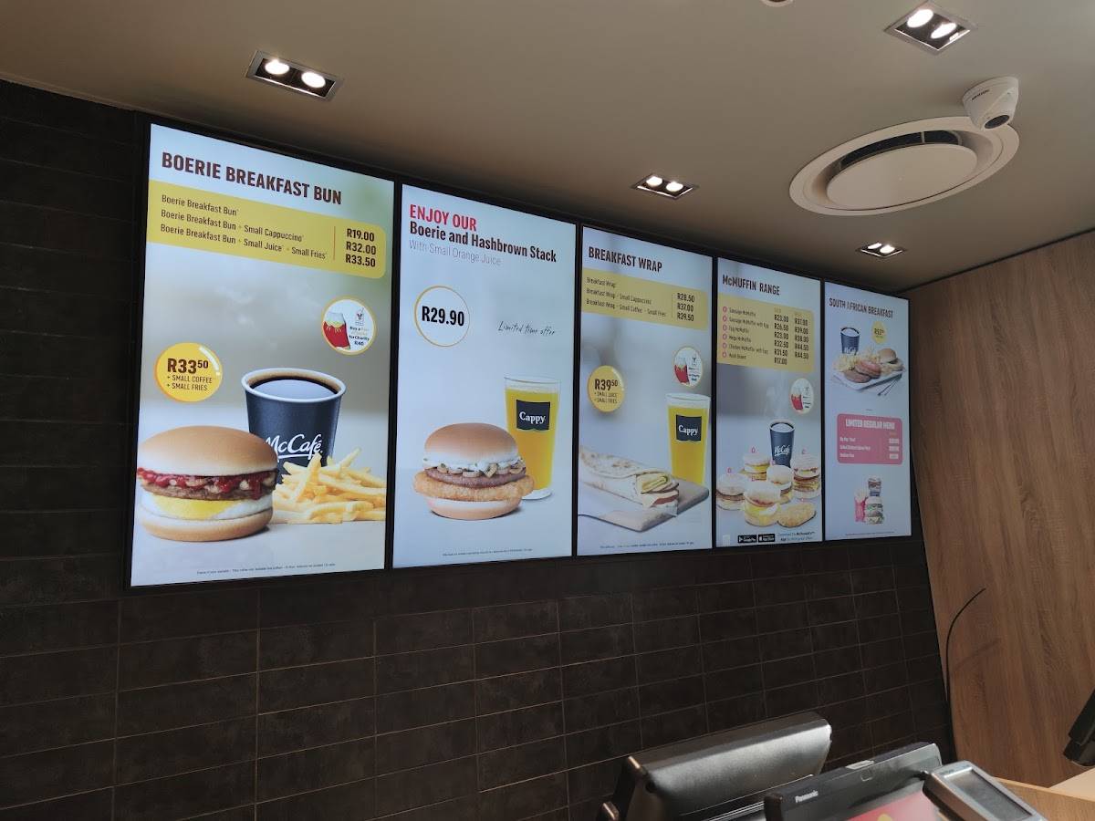 Menu at McDonald's Ellis Park Drive-Thru restaurant, Johannesburg, Joe ...