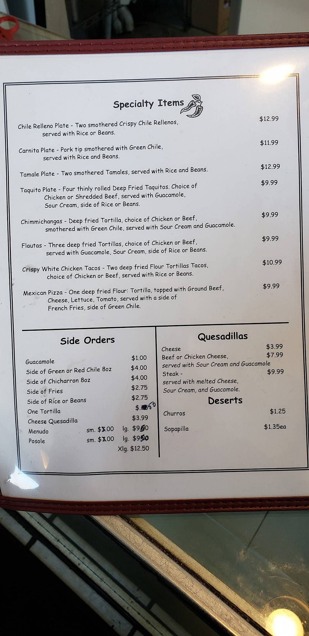Menu at Mercedes Mexican Restaurant, Denver, N Pecos St