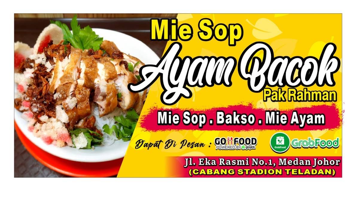 Carta del restaurante Mie Sop Ayam Bacok Pak Rahman, Eka Rasmi, Medan