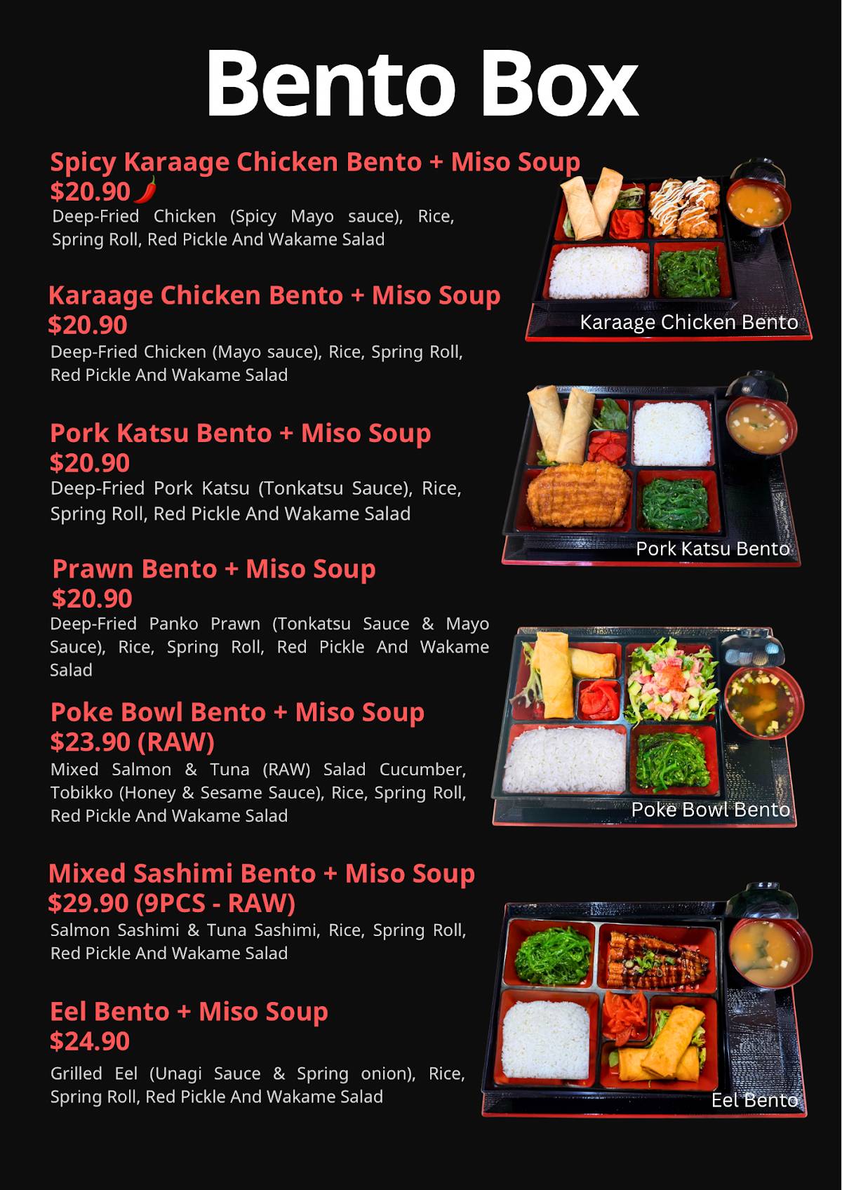 Menu at Minamoto Japanese Restaurant, Burwood