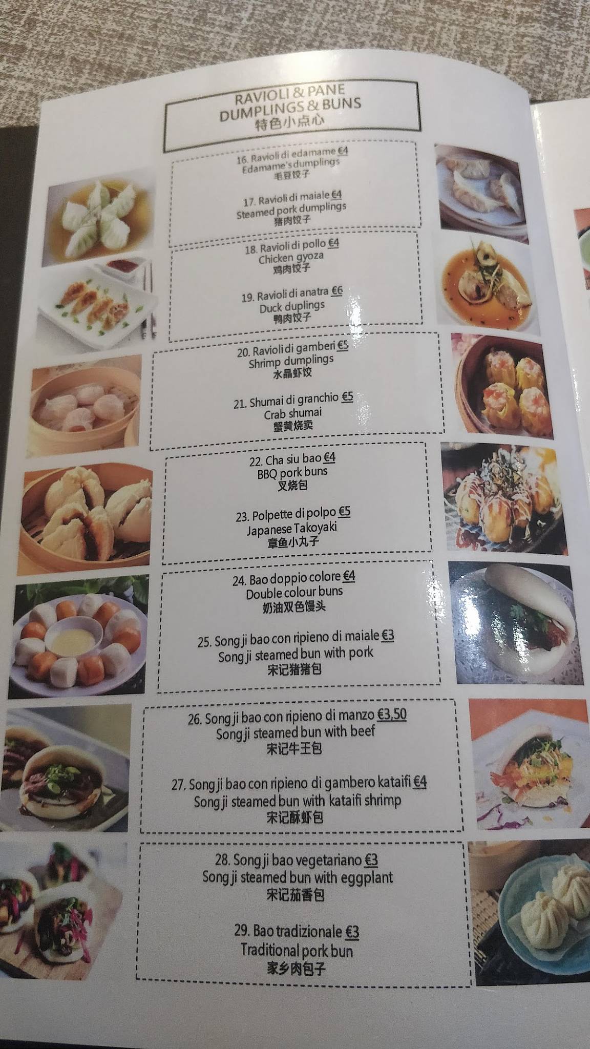 Speisekarte von Miss song restaurant, Florenz