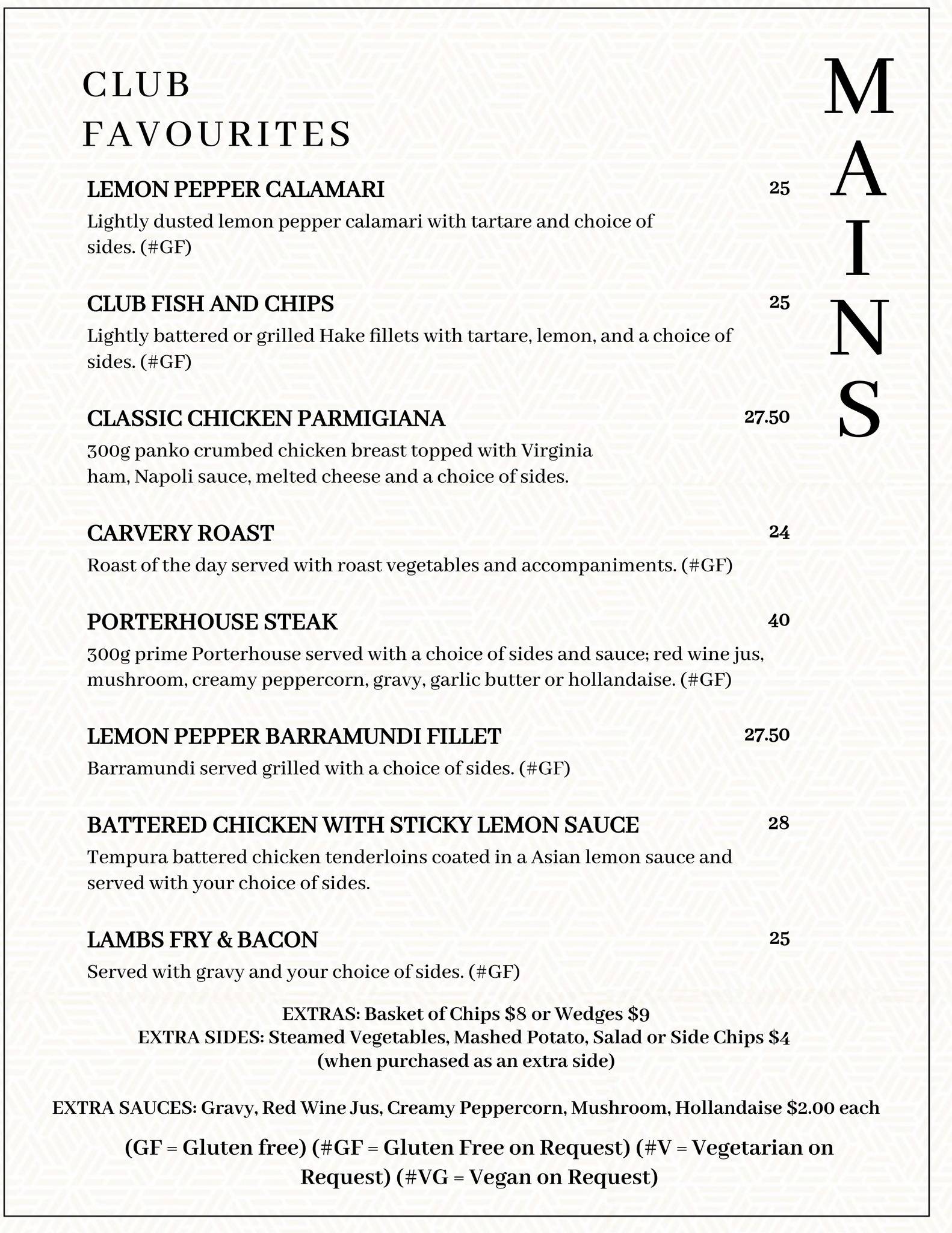 Menu at Montmorency Eltham RSL restaurant, Montmorency