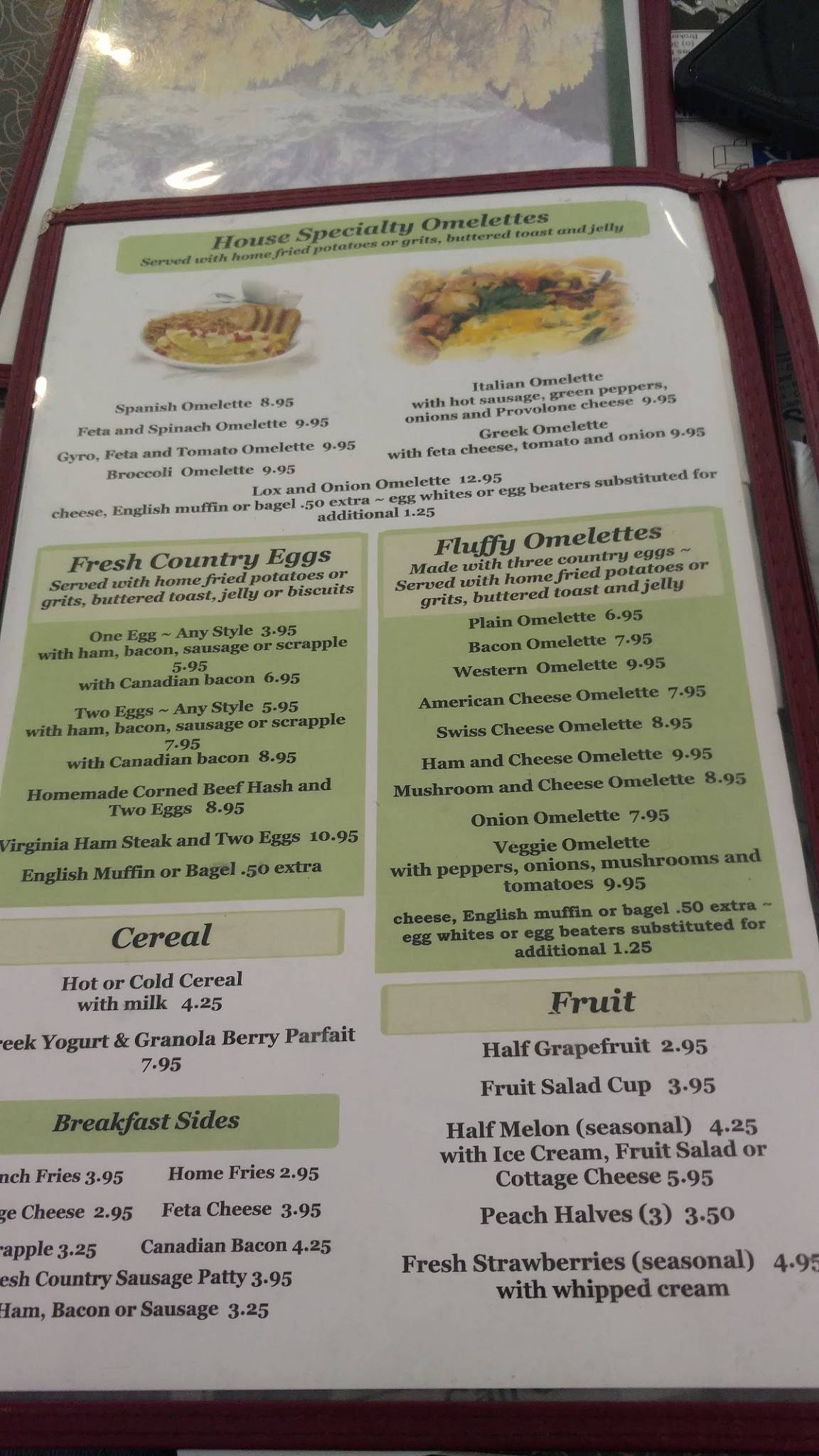 Menu at Mountain View Diner fast food, Frederick
