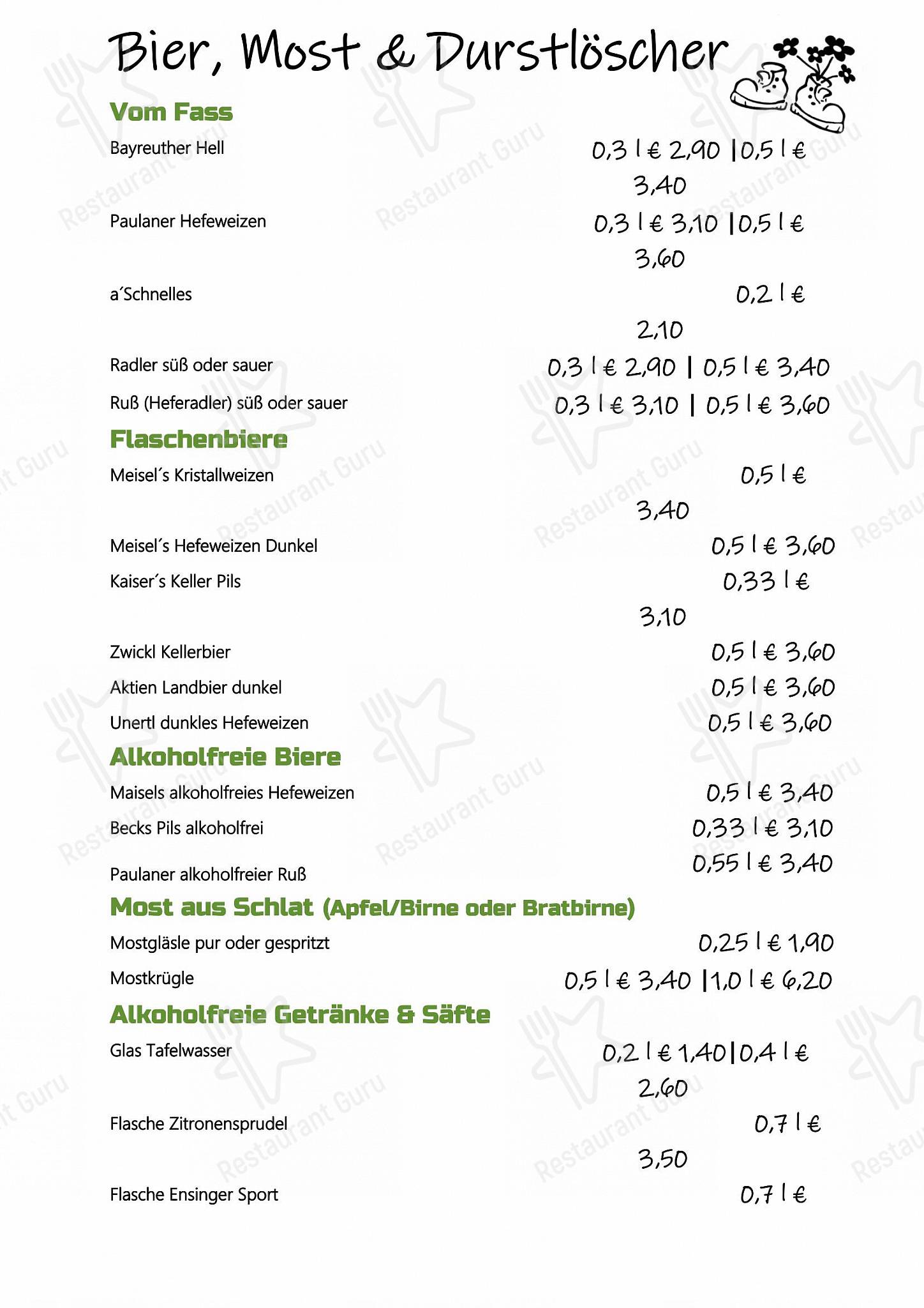 Speisekarte von Gasthaus zur Mutter Franzl restaurant, Donzdorf