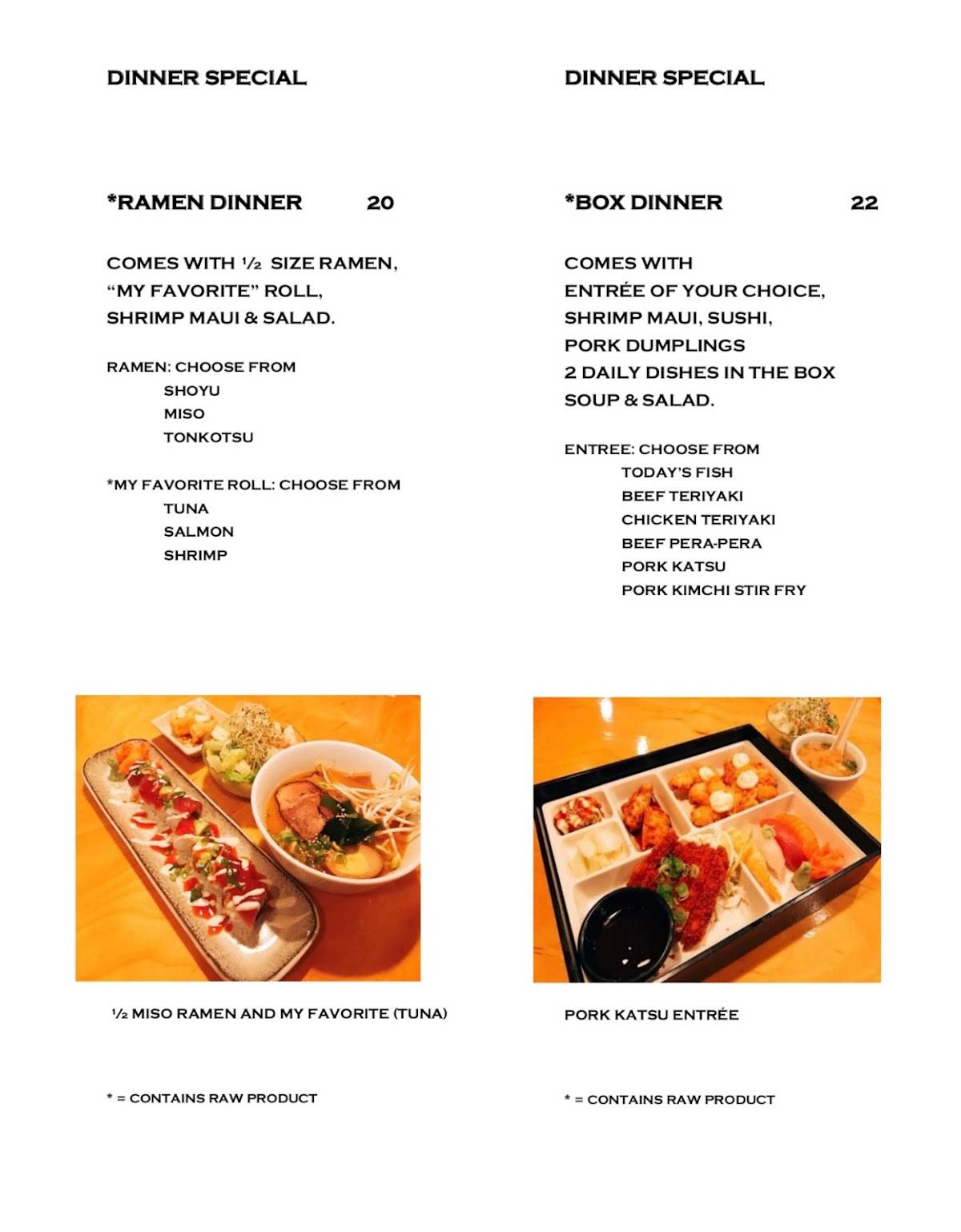 Menu at NAOKI JAPANESE CUISINE restaurant, Palm Bay