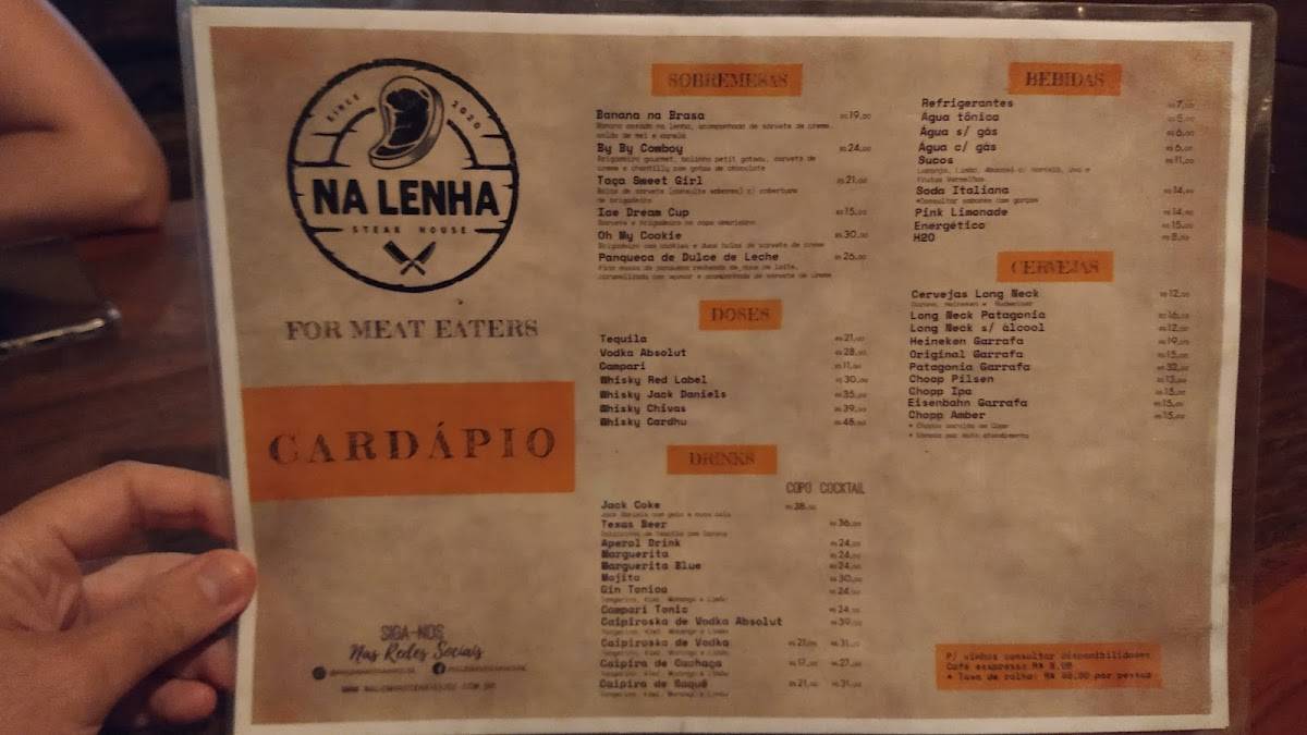 Menu em Na Lenha Steak House restaurante, Jaguariúna