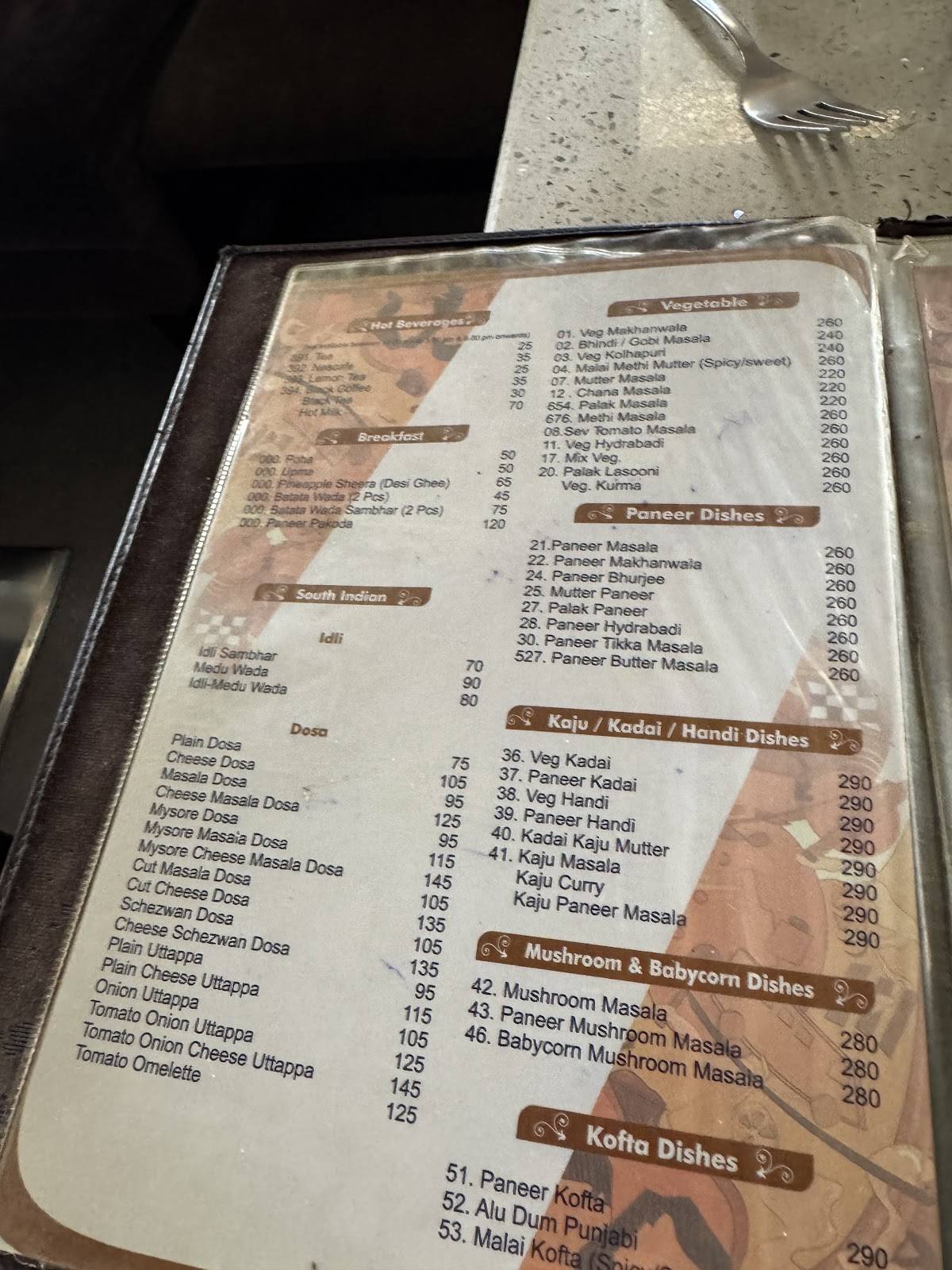 Menu at Nanumal Bhojraj Kikvi On The Way To Mahabaleshwar, Kikvi