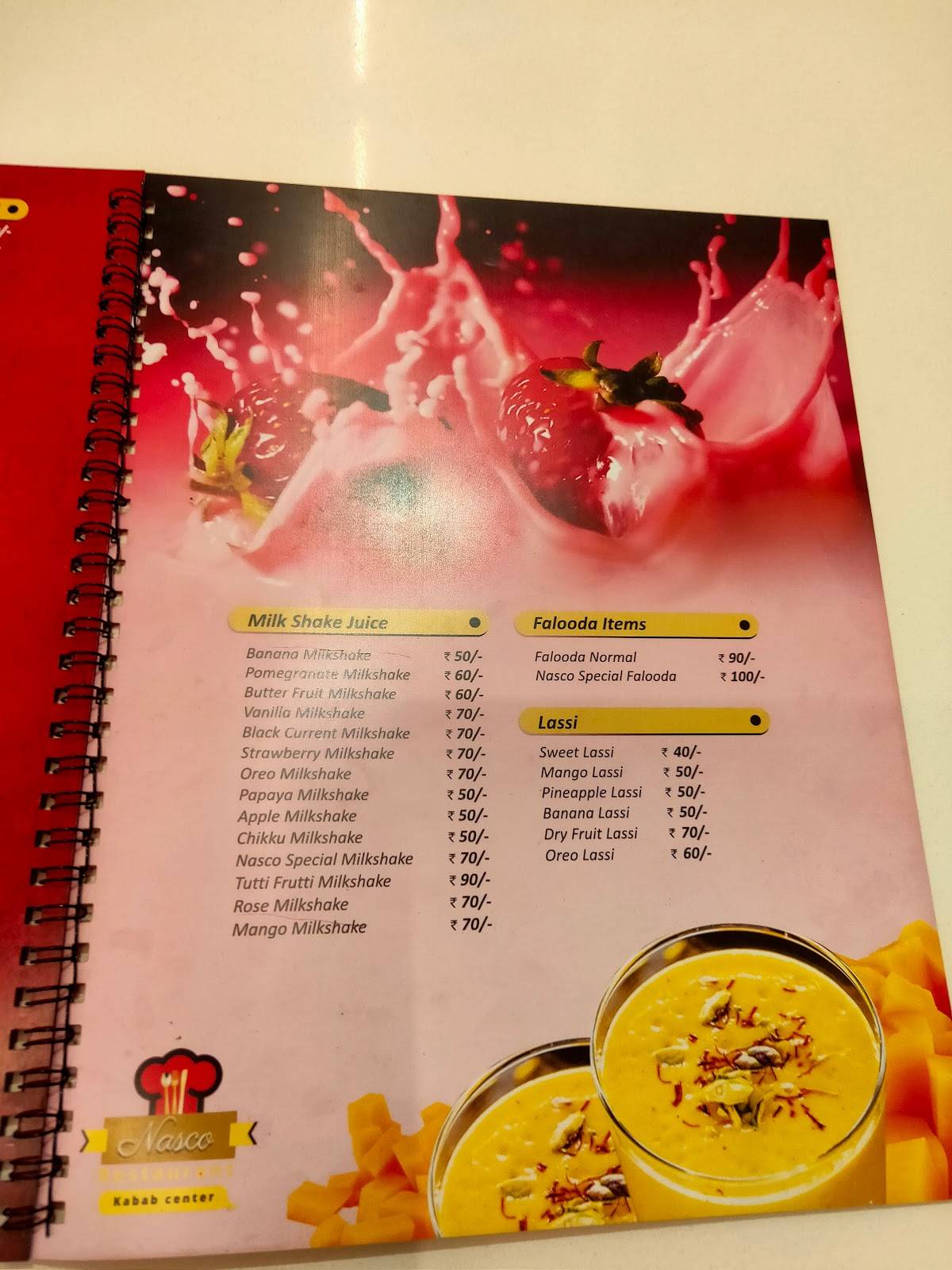 Menu at Nasco restaurant, Bengaluru