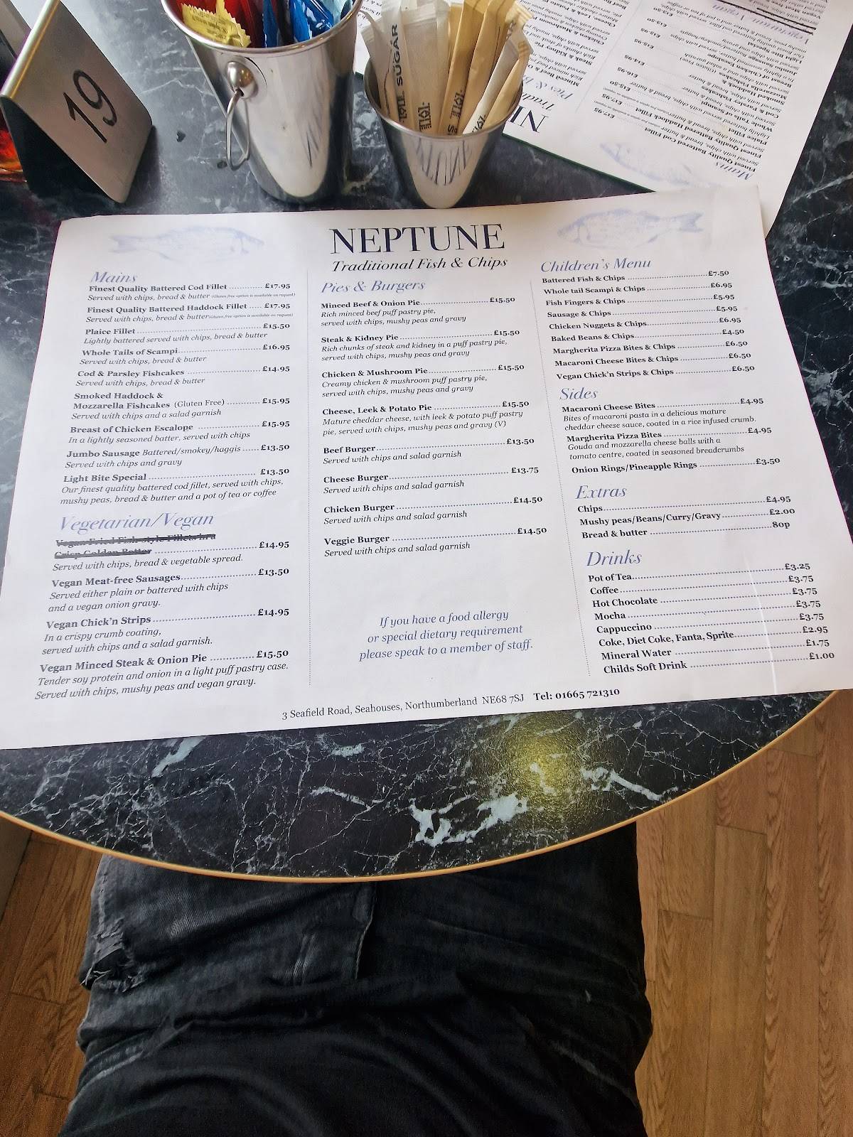 Menu at Neptune Fish Restaurant, Seahouses