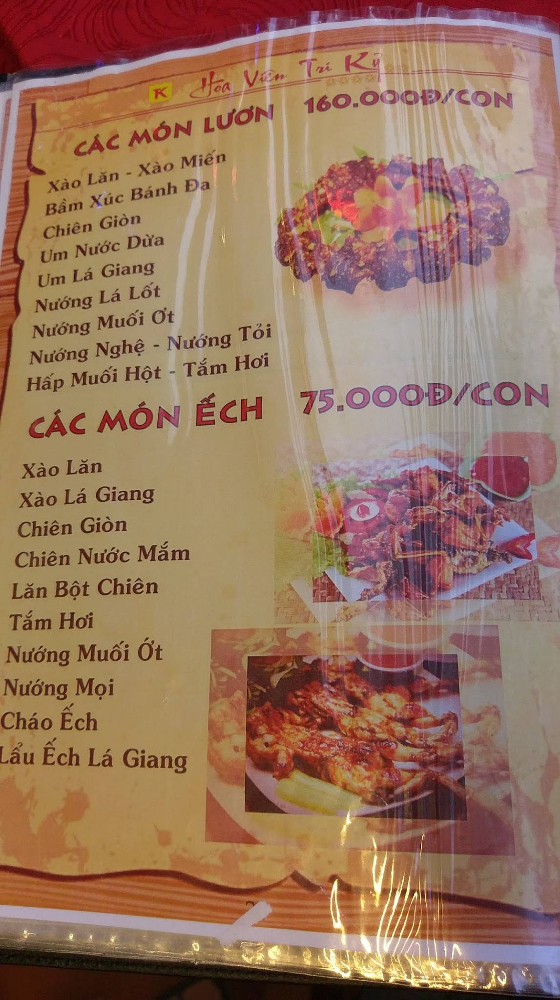 Carta del restaurante Nhà Hàng Hoa viên Tri Kỷ, Ciudad Ho Chi Minh (Saigón)