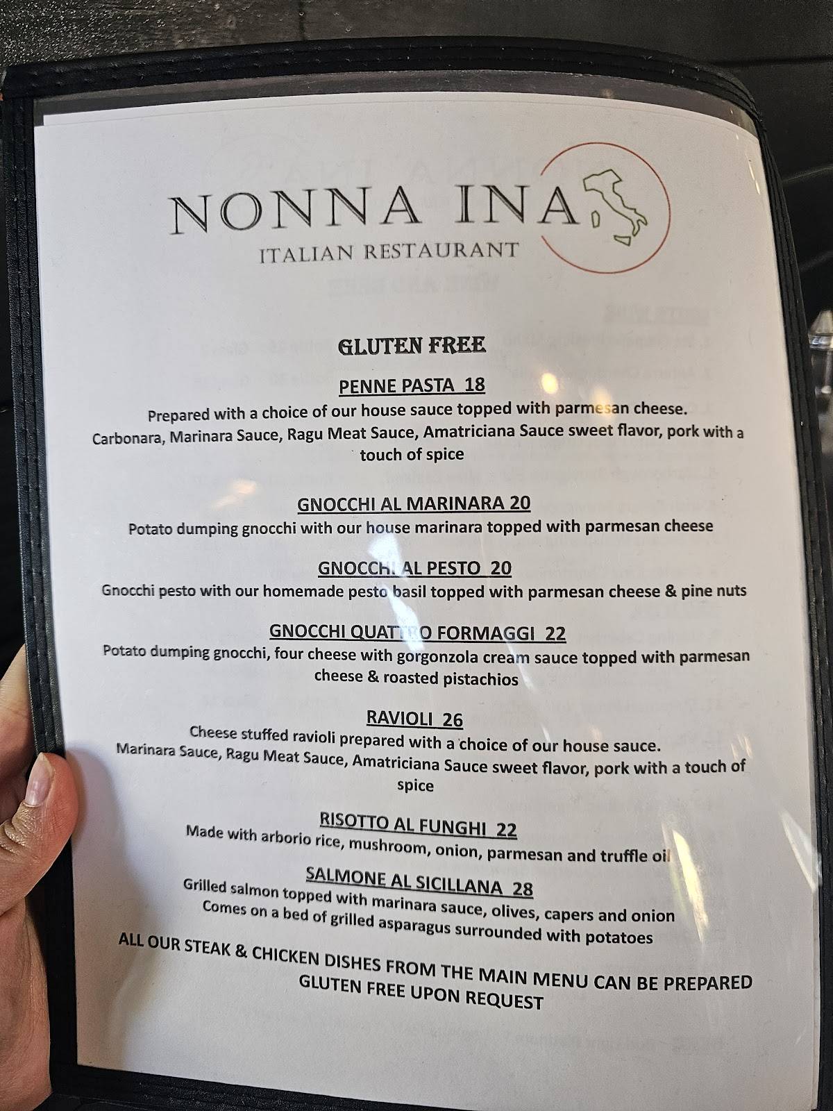 Menu at Nonna Ina Italian Restaurant, St. George