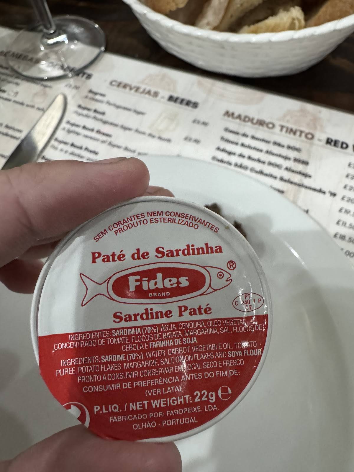 Carta de O Tino Restaurant, Londres