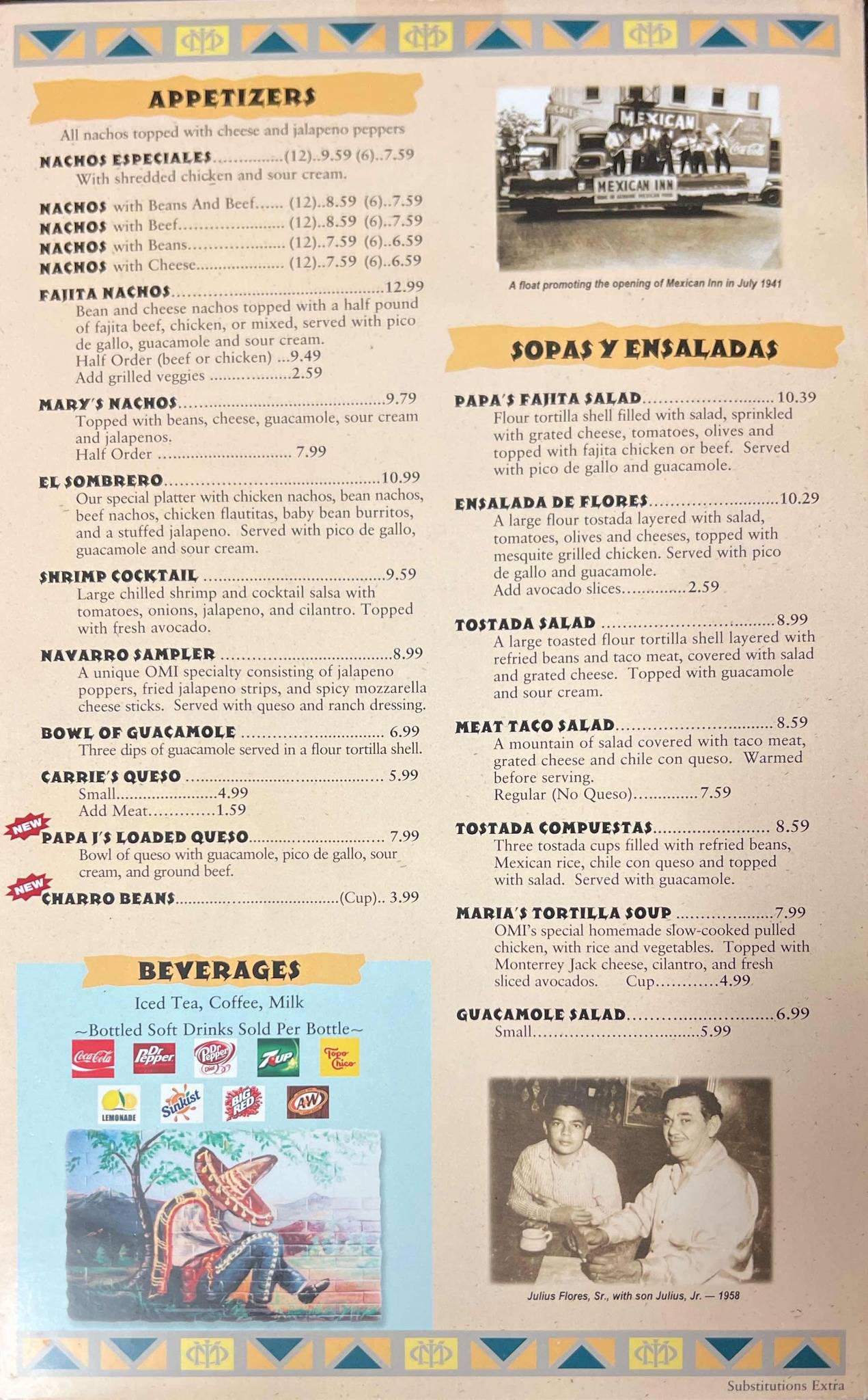 Menu at Old Mexican Inn Restaurant & Cantina, Corsicana