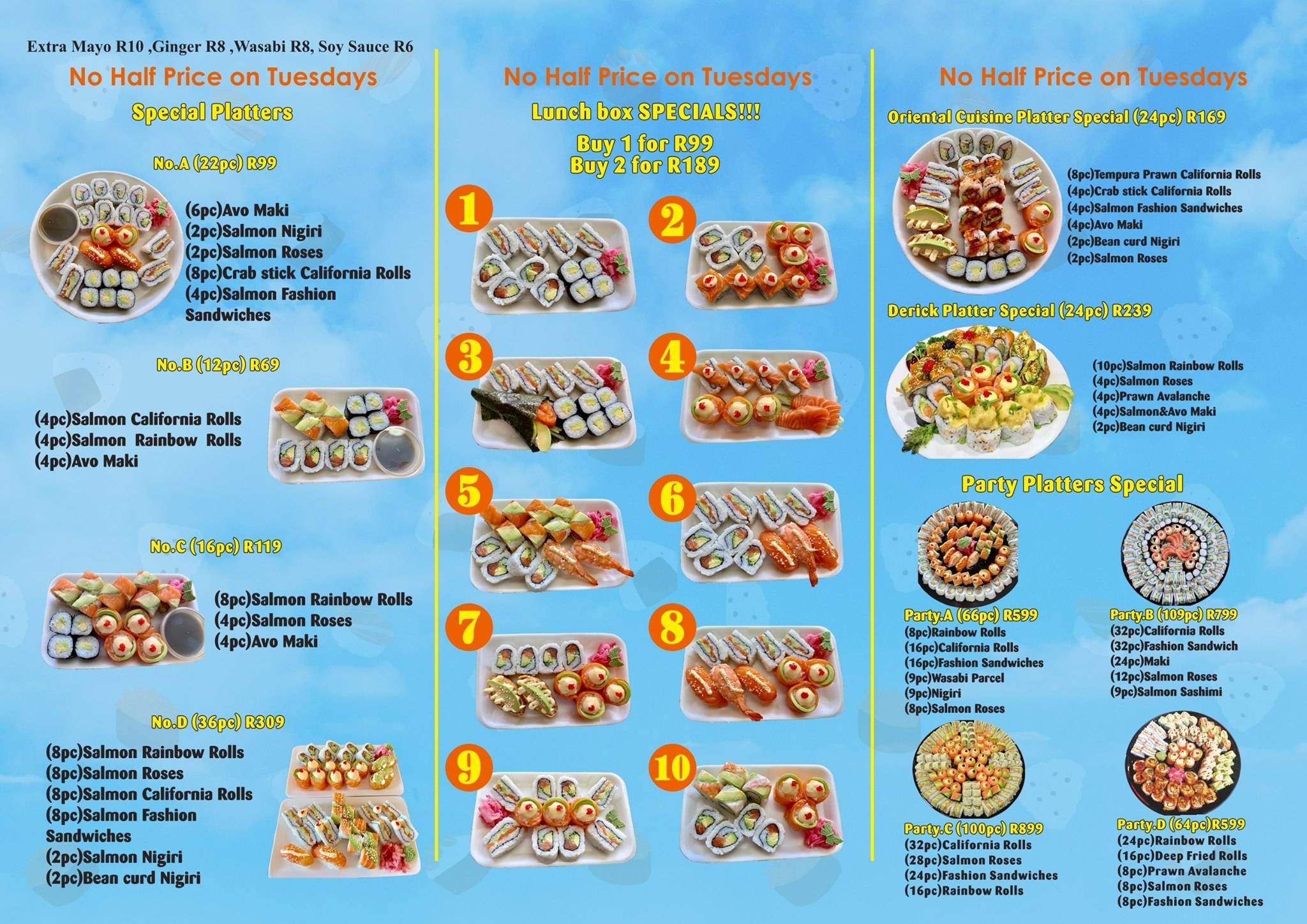 Menu at Oriental Cuisine Sushi & Chinese food Restaurant, Jeffreys Bay