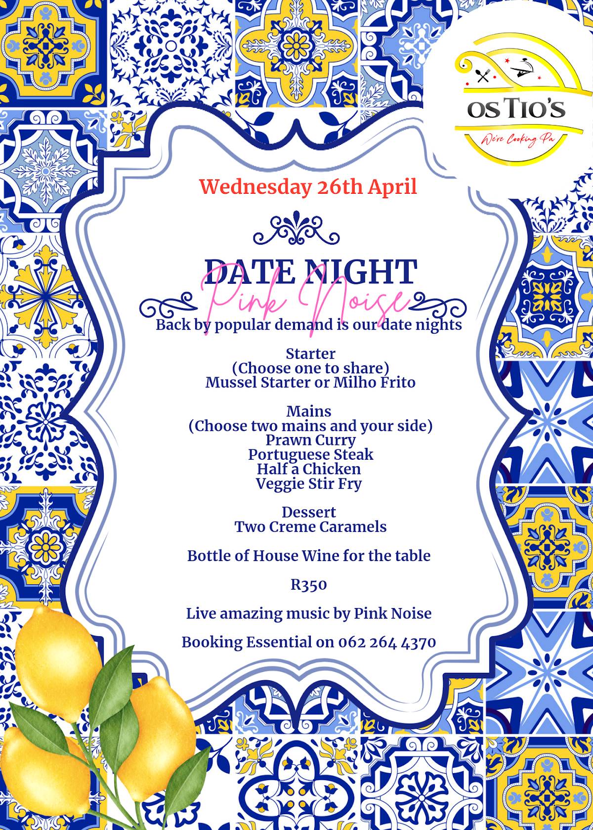 Menu at Os Tio's Restaurant & Sky Bar, Randburg