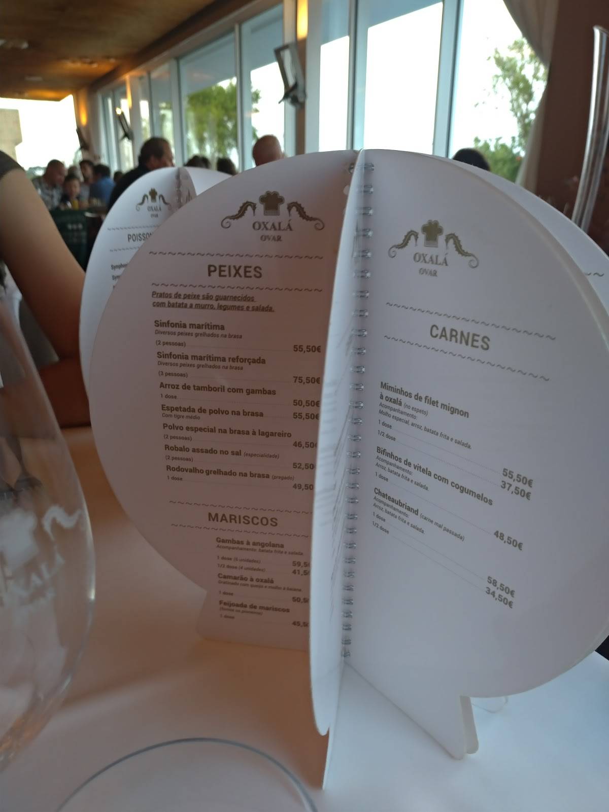 Menu em Oxala restaurante, Ovar