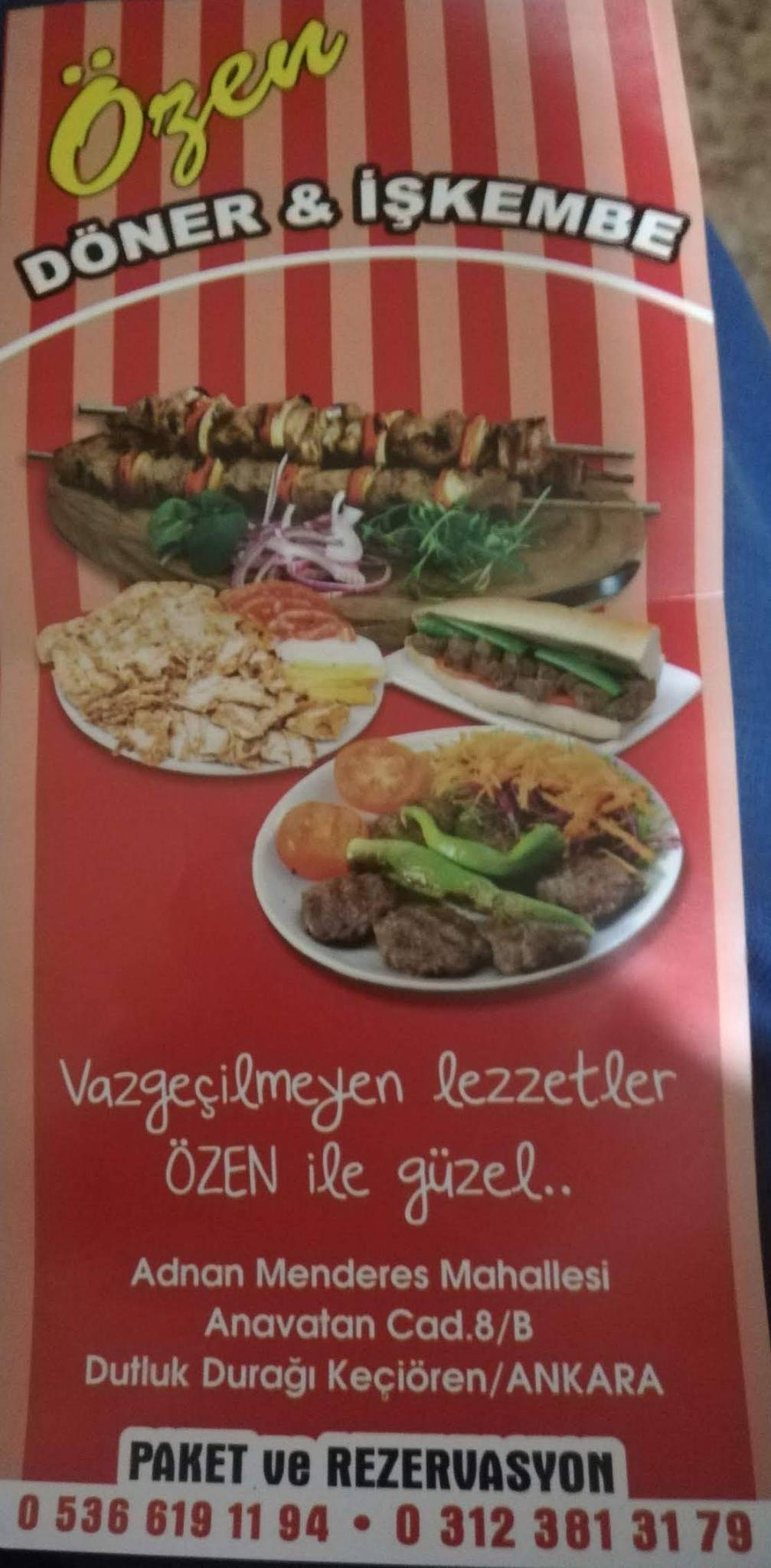 Carta de Ozen Doner ve Iskembe Salonu, Ankara