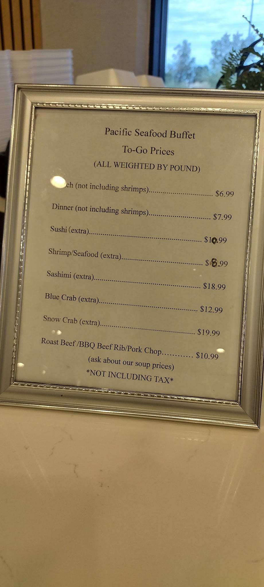 Menu at Pacific Seafood Buffet restaurant, Glendale, W Bell Rd