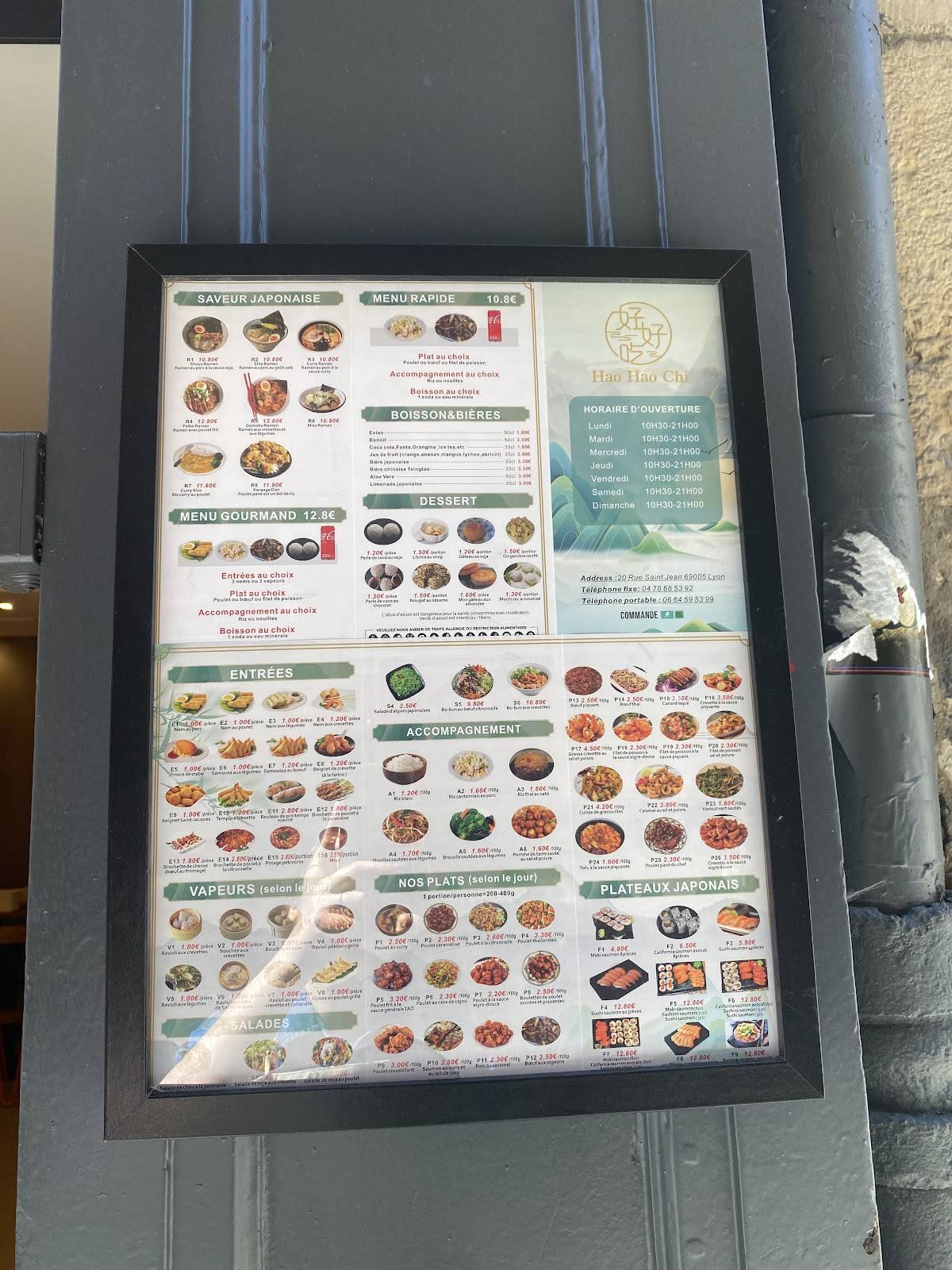 Menu au HAO HAO CHI Traiteur Asiatique restaurant, Lyon