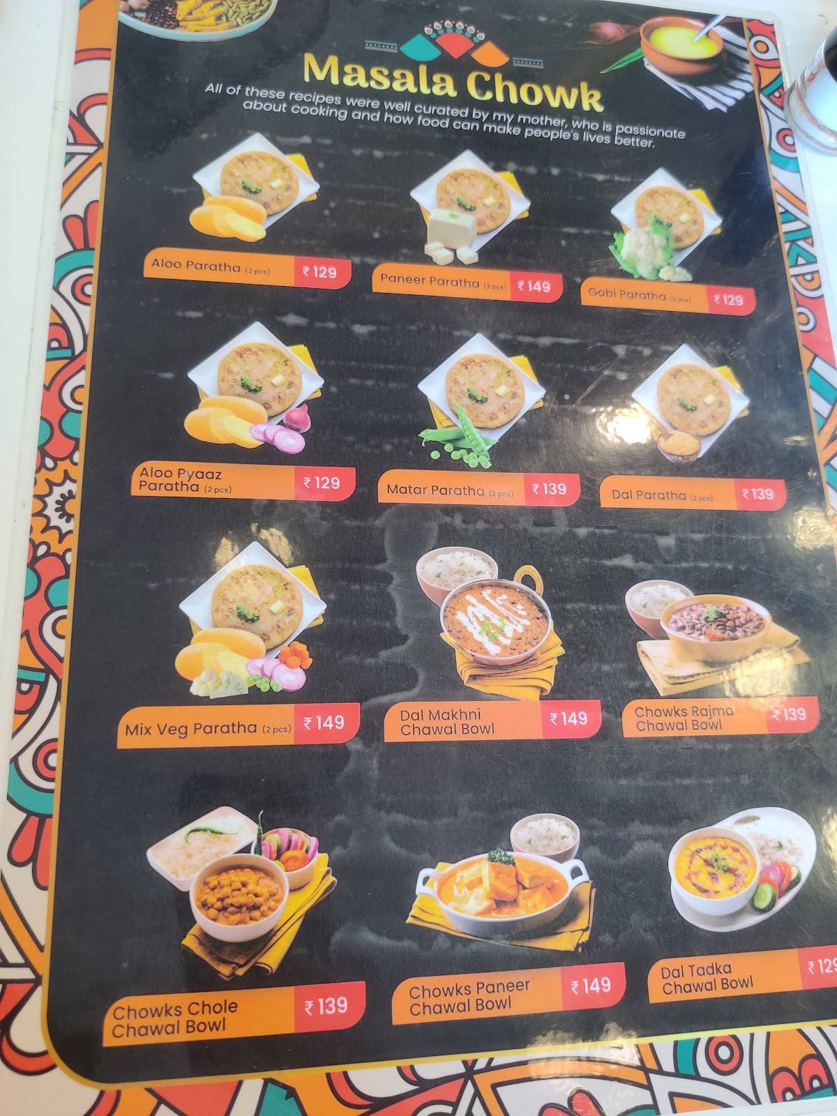 Menu at Masala Chowk: Best Parathas- Awsom Foods Brand, Bengaluru