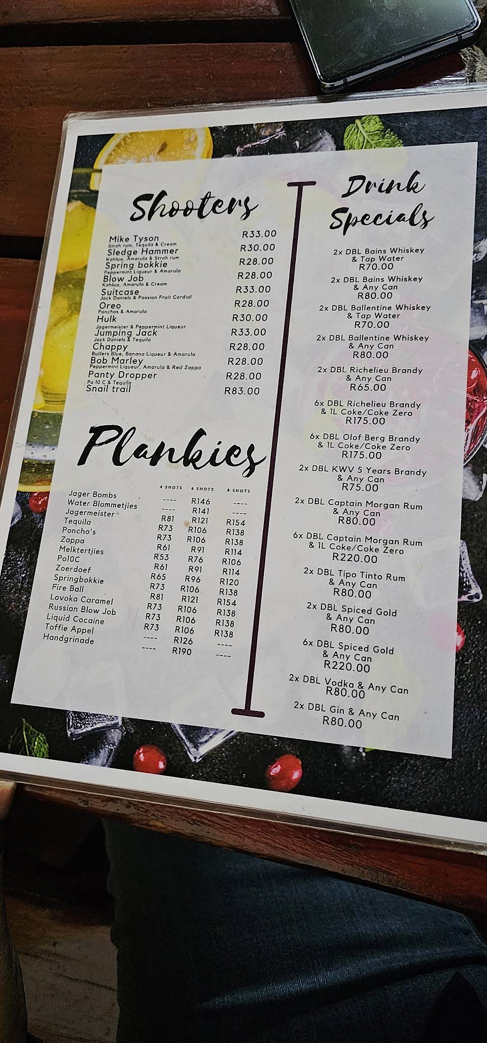 Menu at Pepper Chair Restaurant, Centurion
