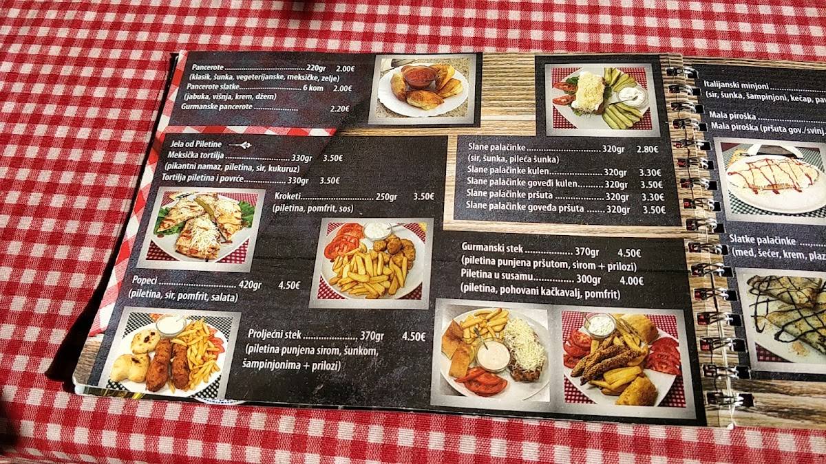 Menu at Picerija Ćošak restaurant, Podgorica