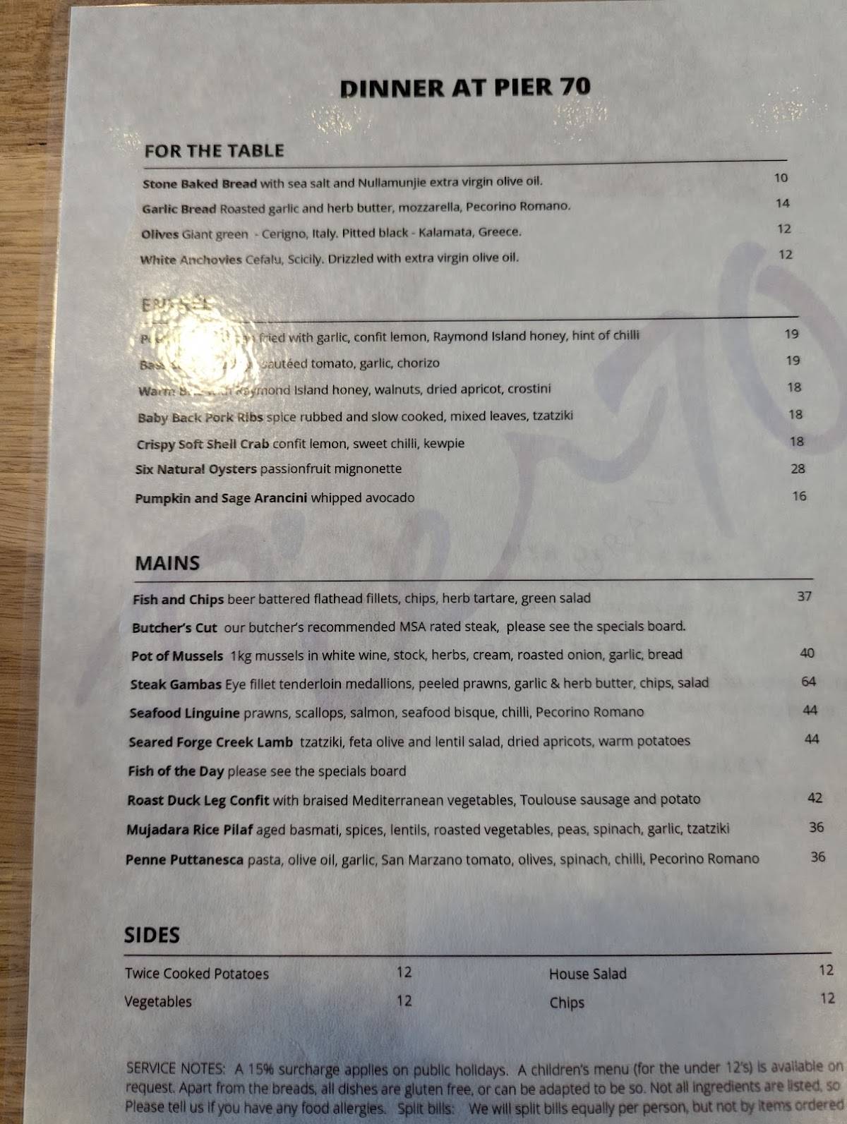 Menu at Pier 70 Bar & Restaurant, Paynesville