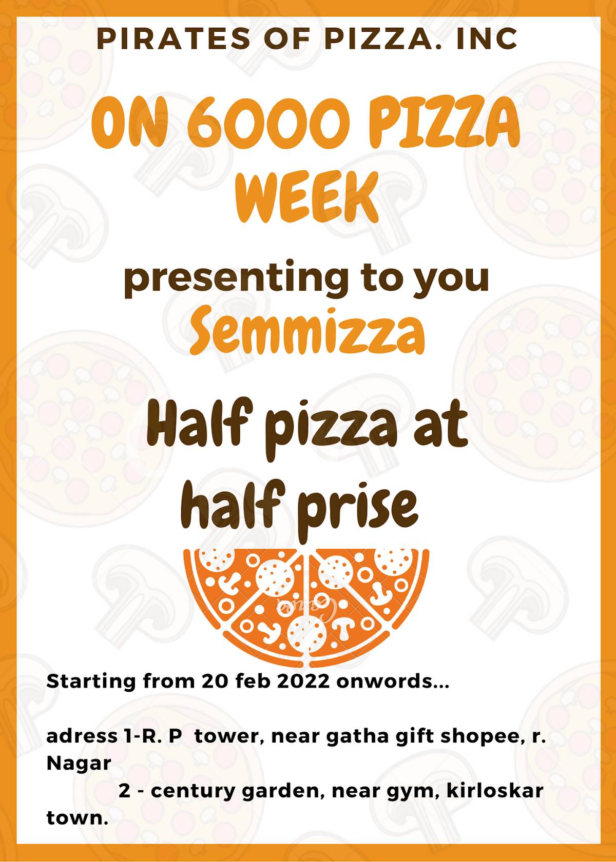 Menu at Pirates of pizza, Ramanandnagar