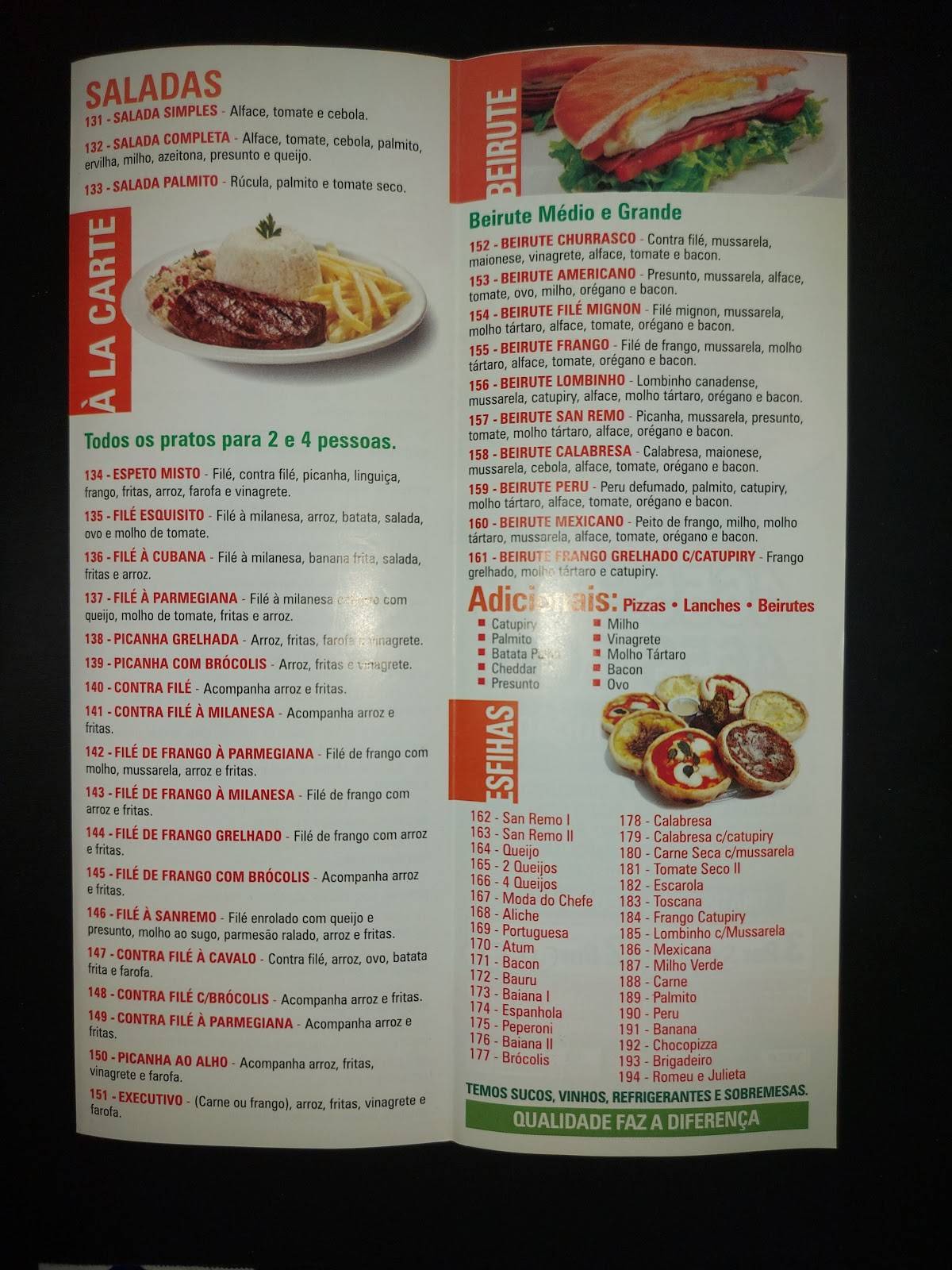 Menu em Pizzaria San Remo, Arujá