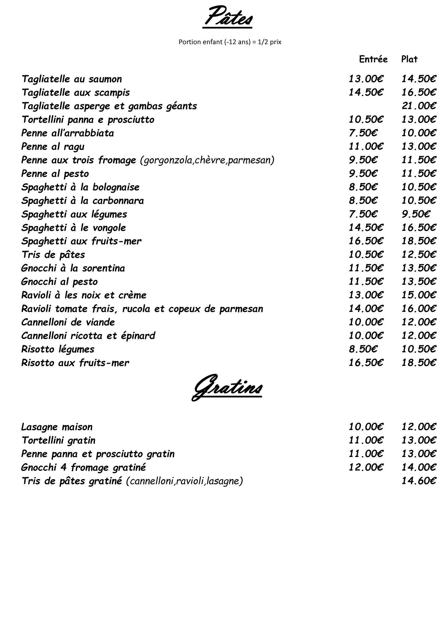 Speisekarte von Restaurant - Pizzeria Aal Kayl, Kayl