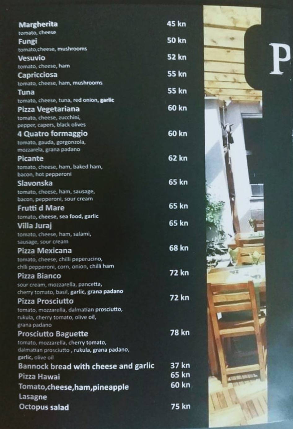 Menu at Pizzeria Navis, Bol, Hrvatskih Domobrana 13