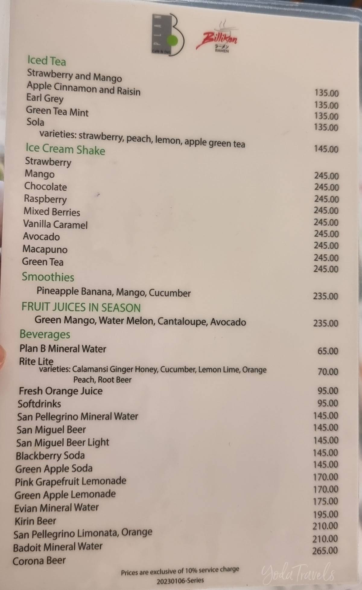 Menu at Plan B Cafe and Deli & Billiken Ramen, Taguig