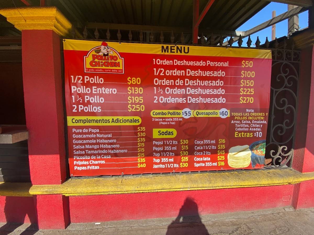 Carta del restaurante Pollito Chicken, Mexicali
