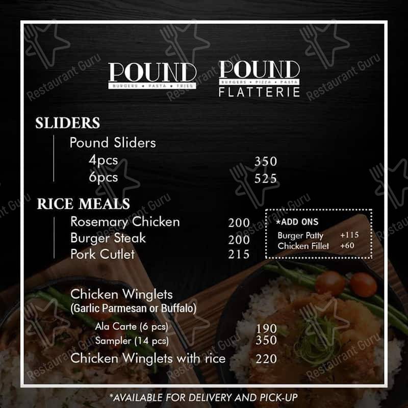 Menu at Pound restaurant, Quezon City, 116 Eastwood Mall Ave