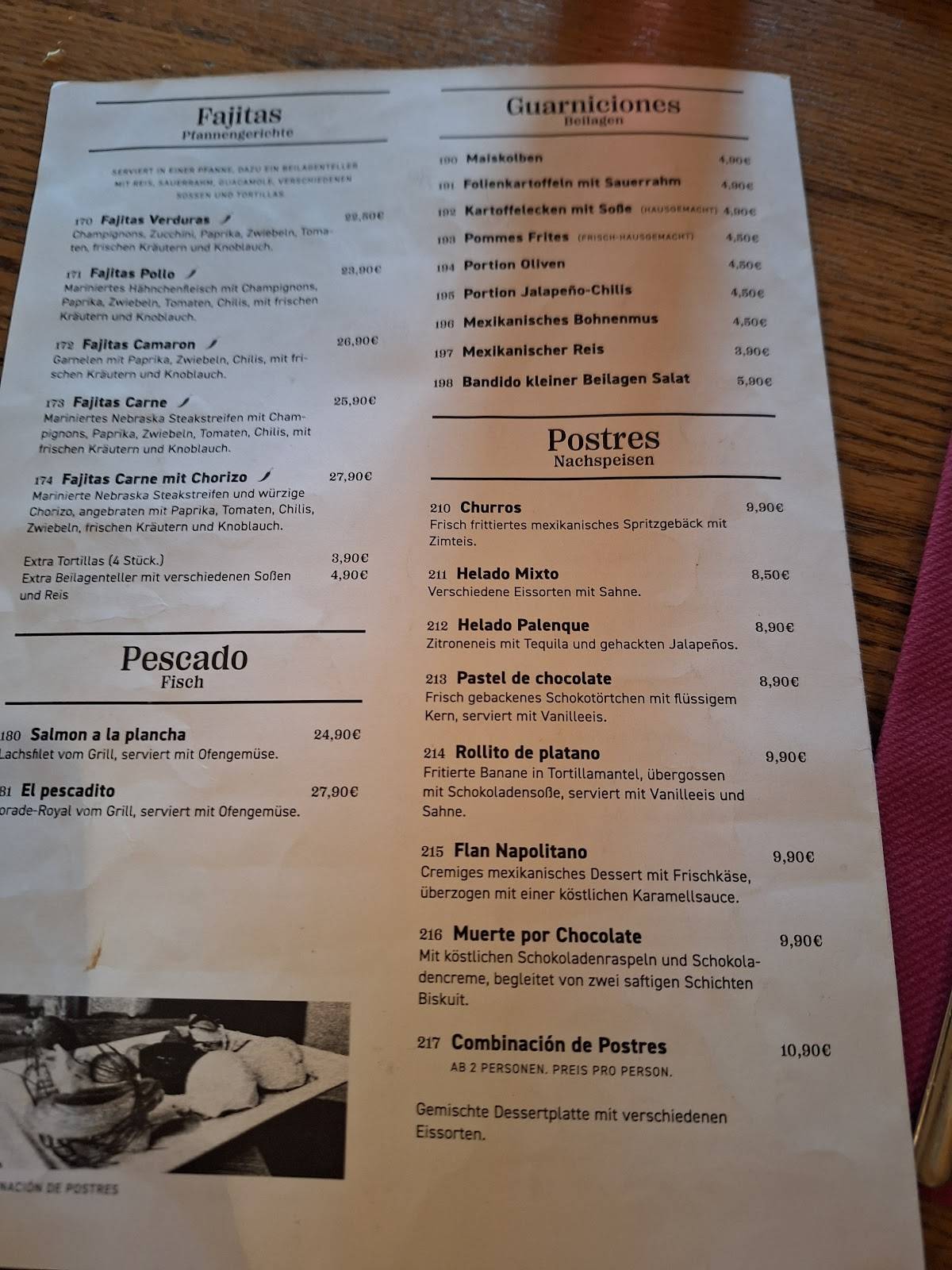 Speisekarte von Restaurant Pssst Bandido - Restaurante Mexicano ...