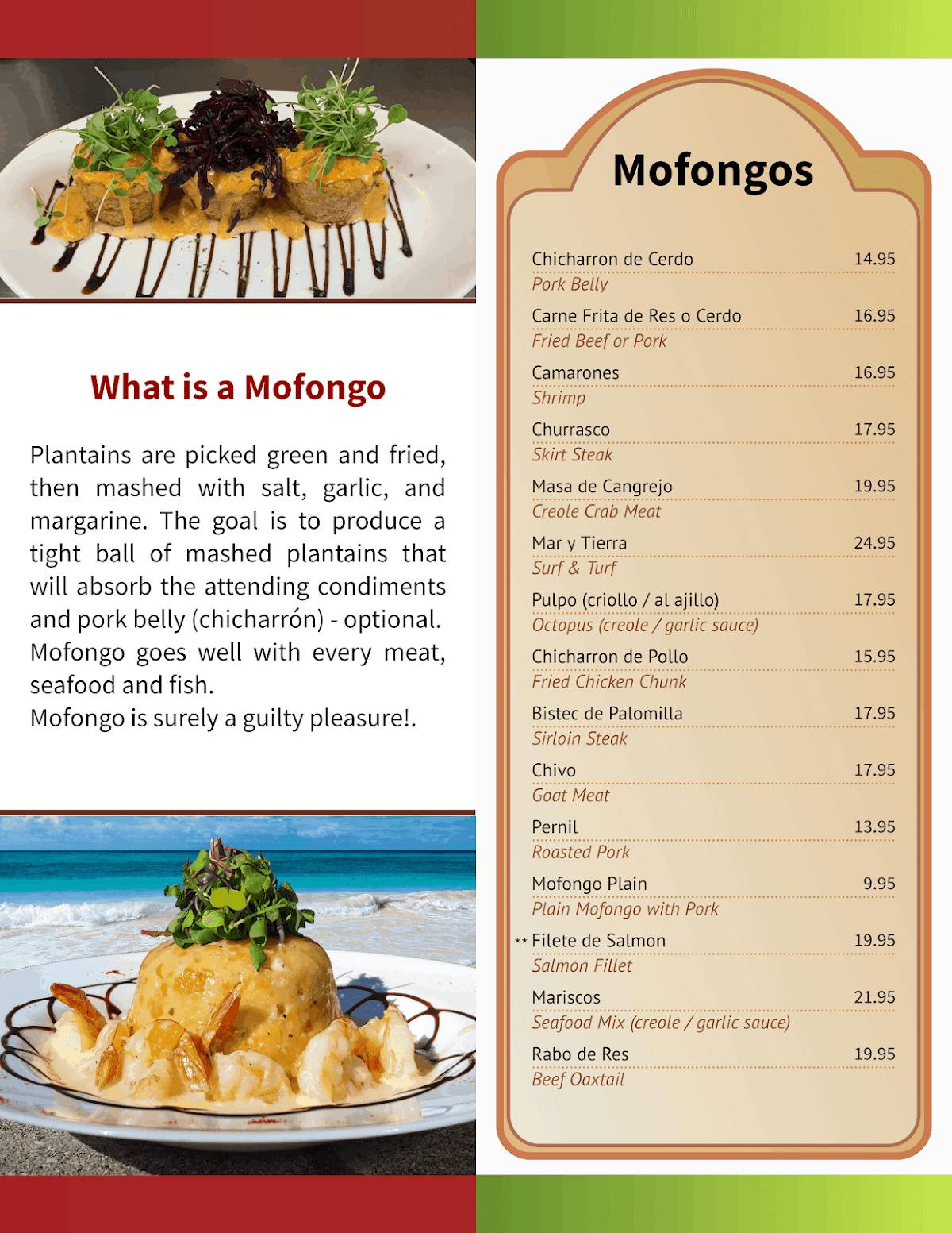 Menu at Punta Cana Restaurant, Dominican Food Traditional & Authentic ...