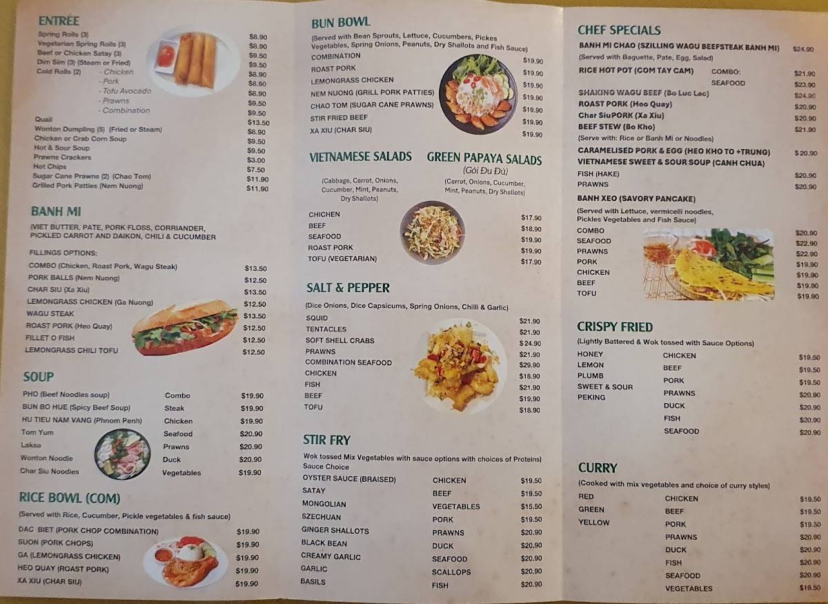Menu at Quan Ngon restaurant, Pooraka