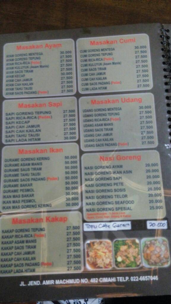 Menu at RM Saung Koering restaurant, Cimahi, Jl. Jend. H. Amir Machmud No.482