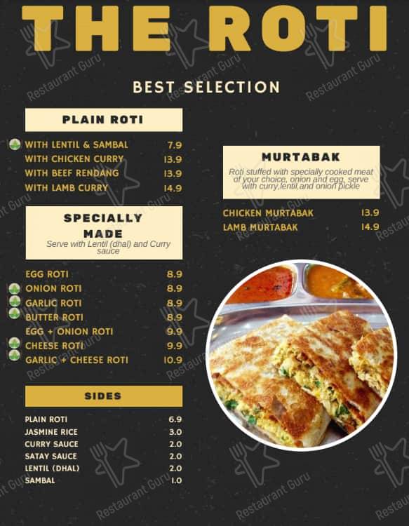 Menu at ROTI BAR, Melbourne, 416-418 Little Collins St