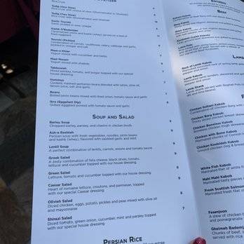 Menu at Raffi's Place restaurant, Glendale