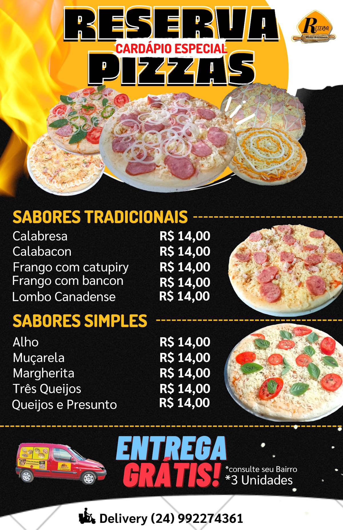 Carta del restaurante Reserva Pizzas Artesanais PRÉ ASSADAS, Vassouras