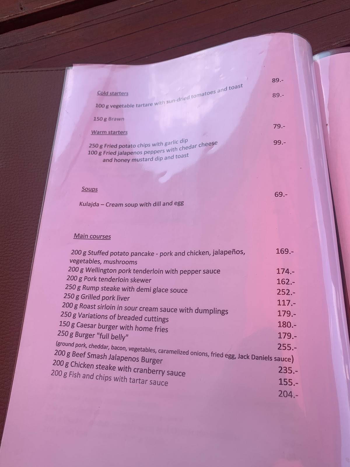 Menu at Restaurace Plné břicho restaurant, Chrášťany